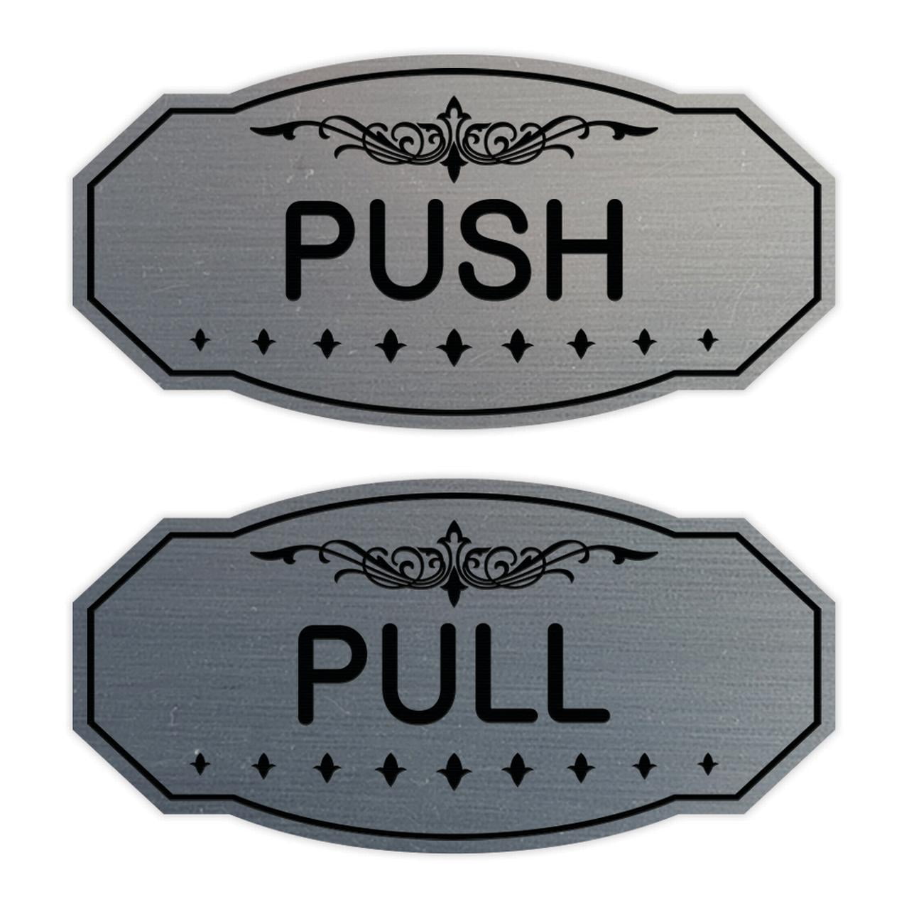 Victorian Push Pull Sign Set (Brushed Silver) - Small 3" X 6" - Walmart.com
