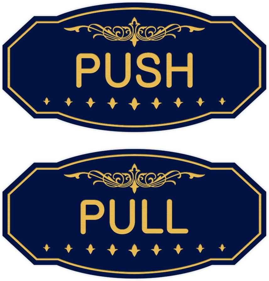 Victorian Push Pull Sign Set (Navy Blue/Gold) - Small - Walmart.com