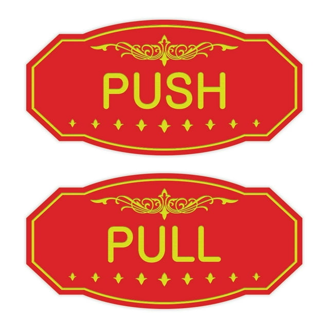 Victorian Push Pull Sign Set (Red/Yellow) - Medium 4" X 8" - Walmart.com