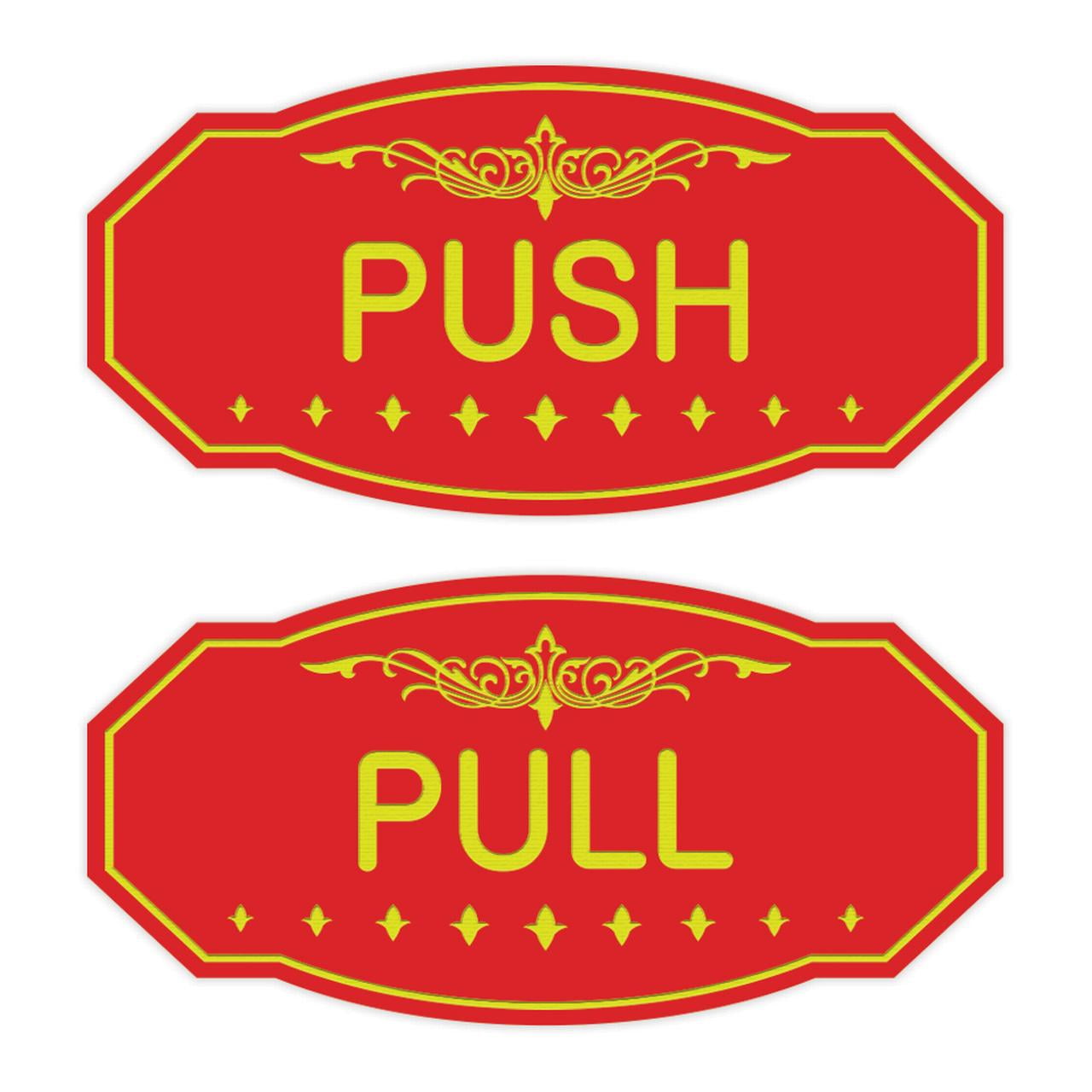 Victorian Push Pull Sign Set (Red/Yellow) - Small 3" X 6" - Walmart.com