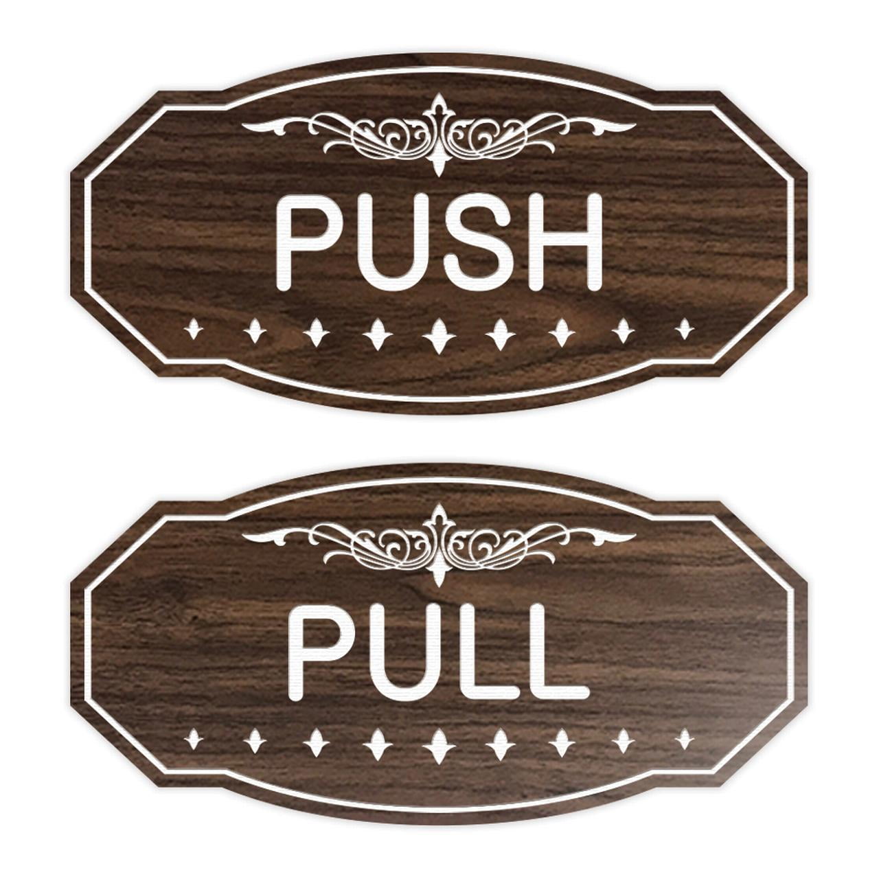 Victorian Push Pull Sign Set (Walnut) - Large 5" X 10" - Walmart.com