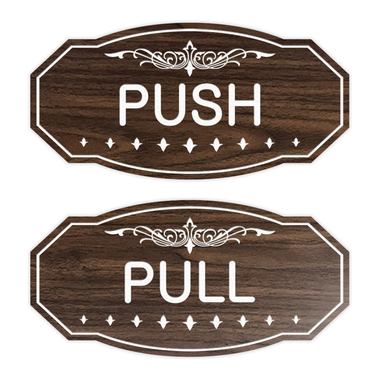 Victorian Push Pull Sign Set (Walnut) - Medium 4" X 8" - Walmart.com