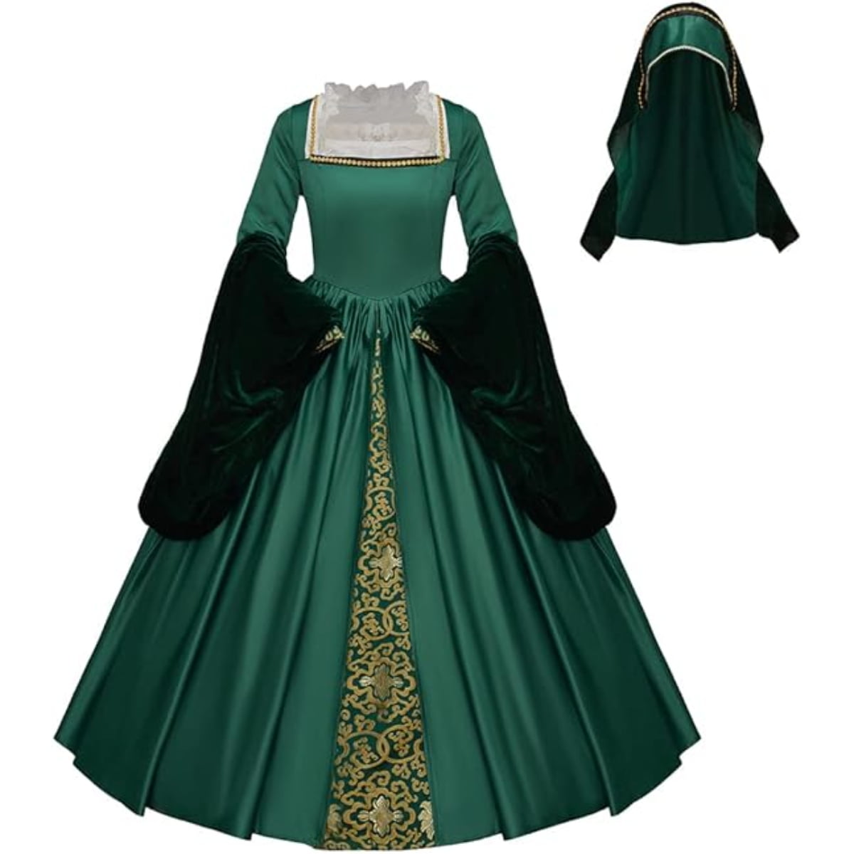 Victorian Queen Elizabeth Tudor Dress Anne Boleyn Style Green Dress ...