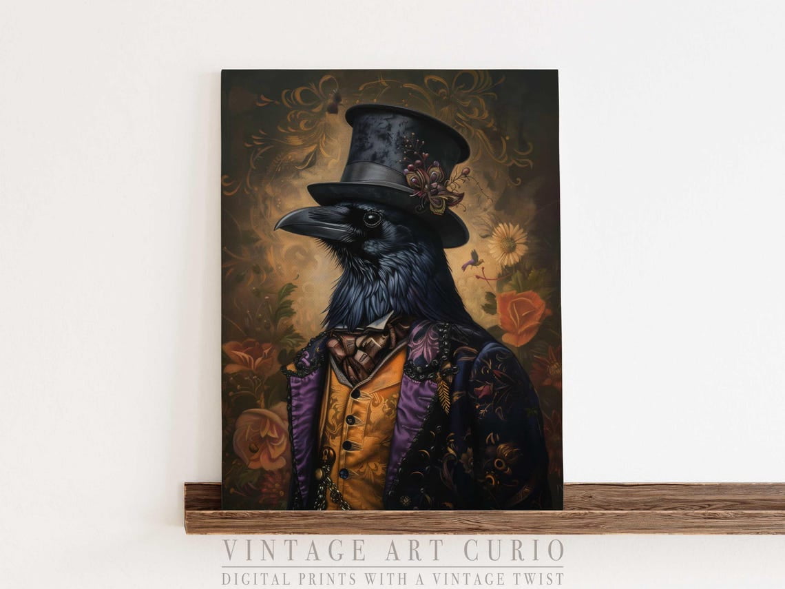 Victorian Raven Portrait, Gothic Steampunk Wall Art Home Decor #2669 ...
