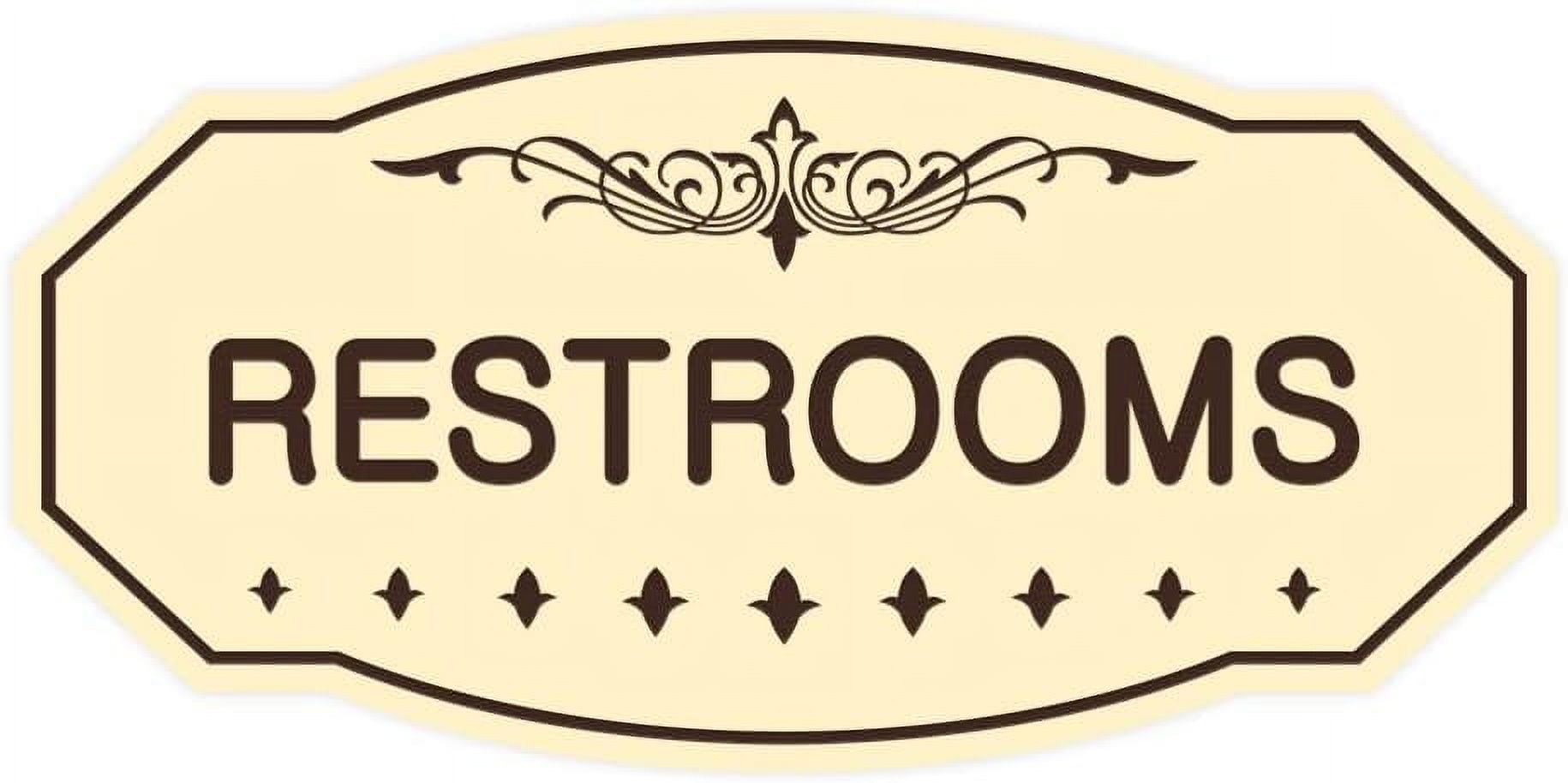 Victorian Restrooms Sign (Ivory/Dark Brown) - Large - Walmart.com