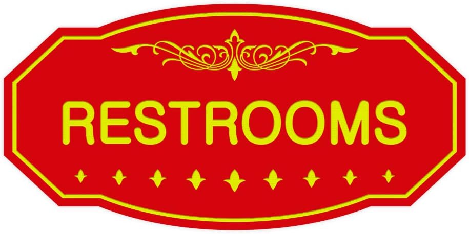 Victorian Restrooms Sign (Red/Yellow) - Medium - Walmart.com