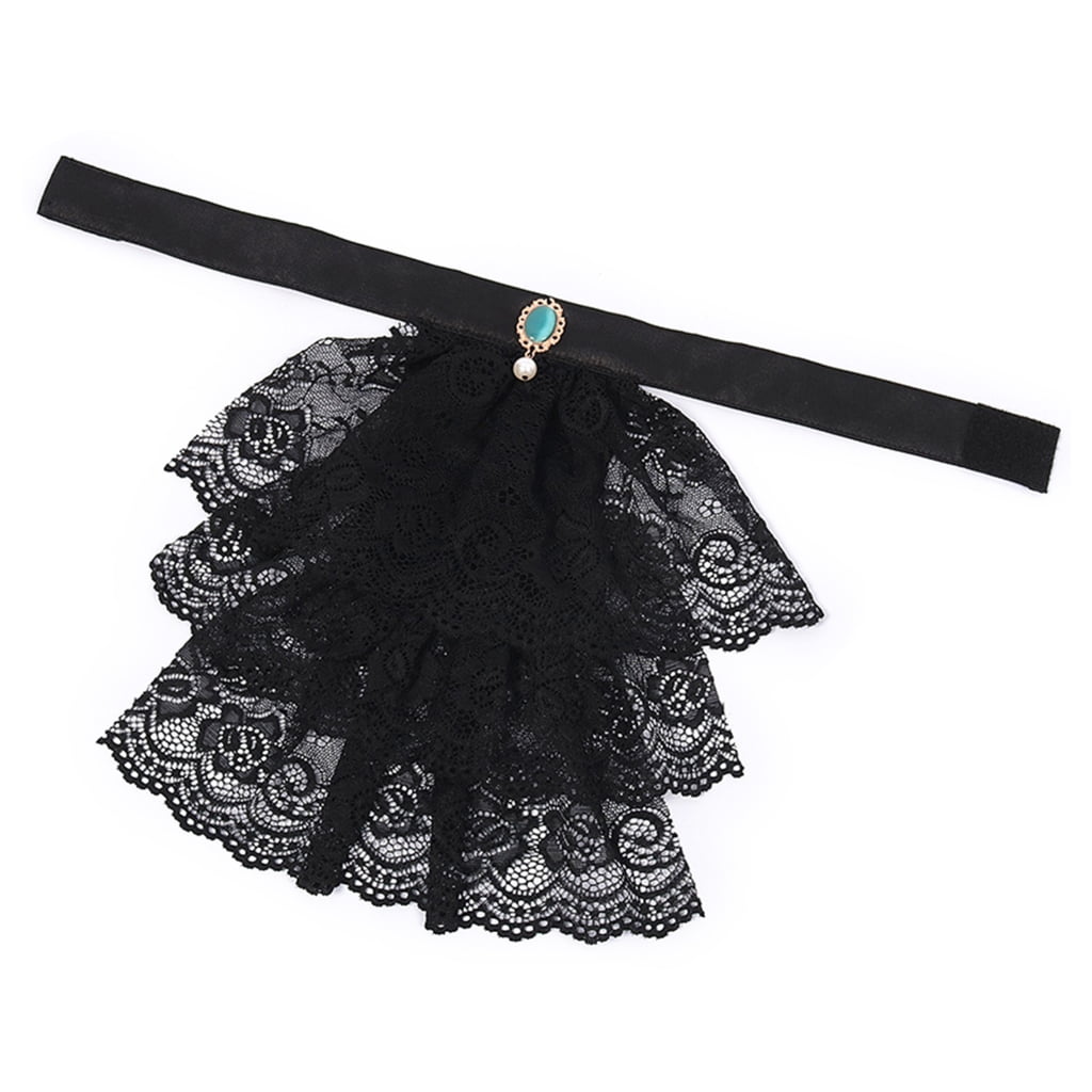 Victorian Ruffle Lace Jabot False Collar Medieval Necktie for Costume ...