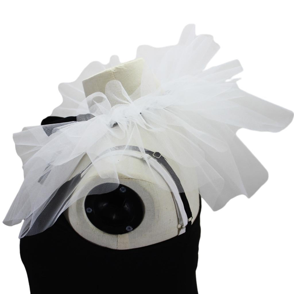 Victorian Ruffled Mesh Faux Collar Shawl Tulle Clown Cosplay Neck Ruff ...