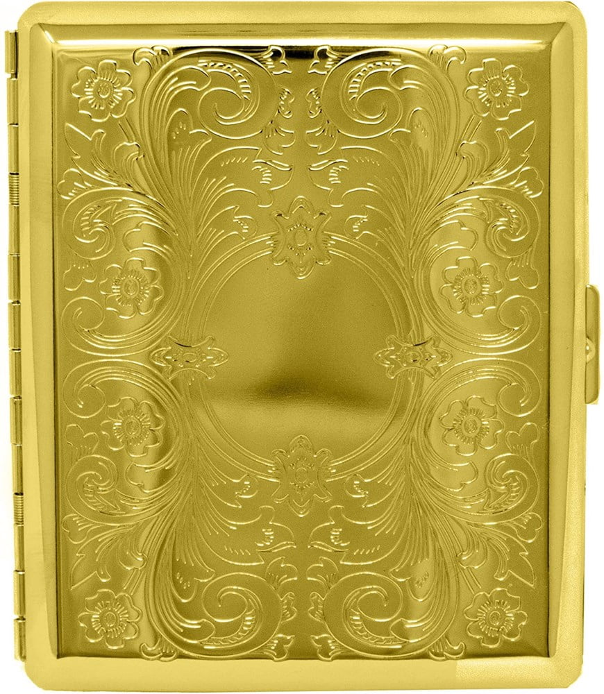 Victorian Scroll Print Metal-Plated Cigarette Case & Stash Box (Full ...