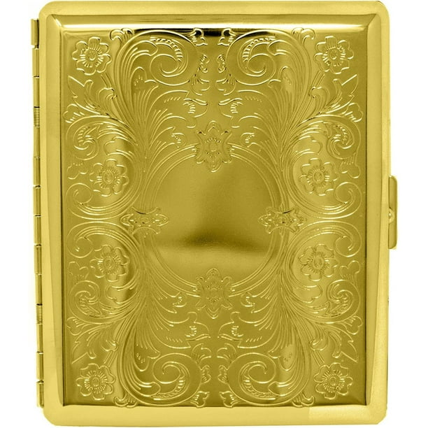 Victorian Scroll Print Metal-Plated Cigarette Case & Stash Box (Full ...