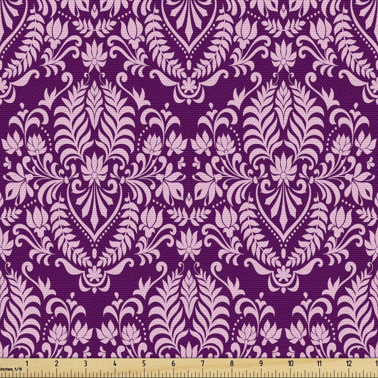 Victorian Sofa Upholstery Fabric by the Yard, Cheery Toned Damask Motif ...