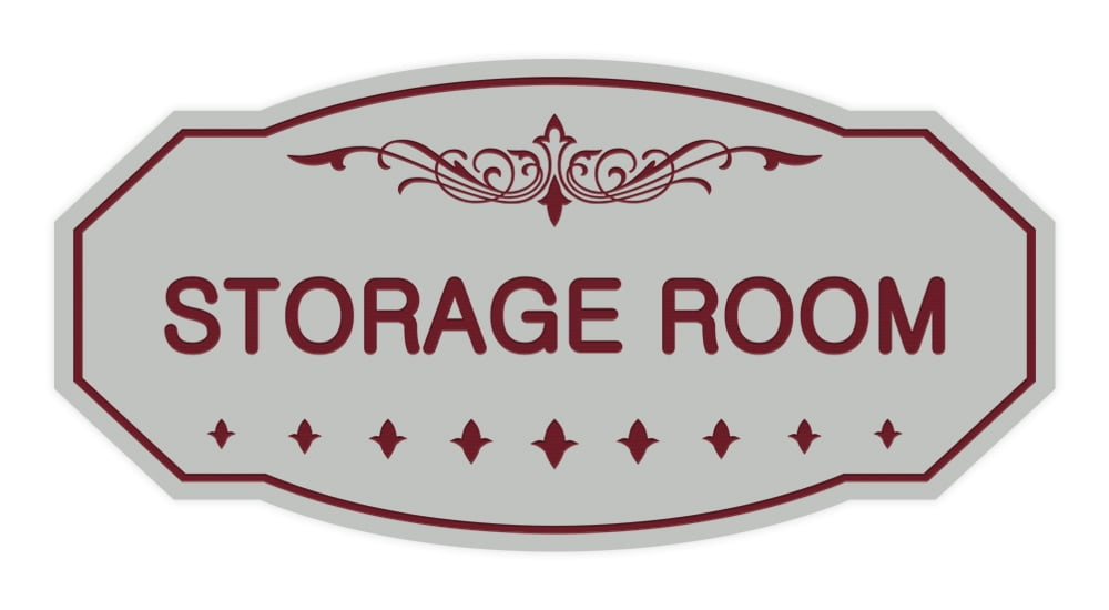 Victorian Storage Room Sign (Light Grey / Burgundy) - Large 5" X 10 ...