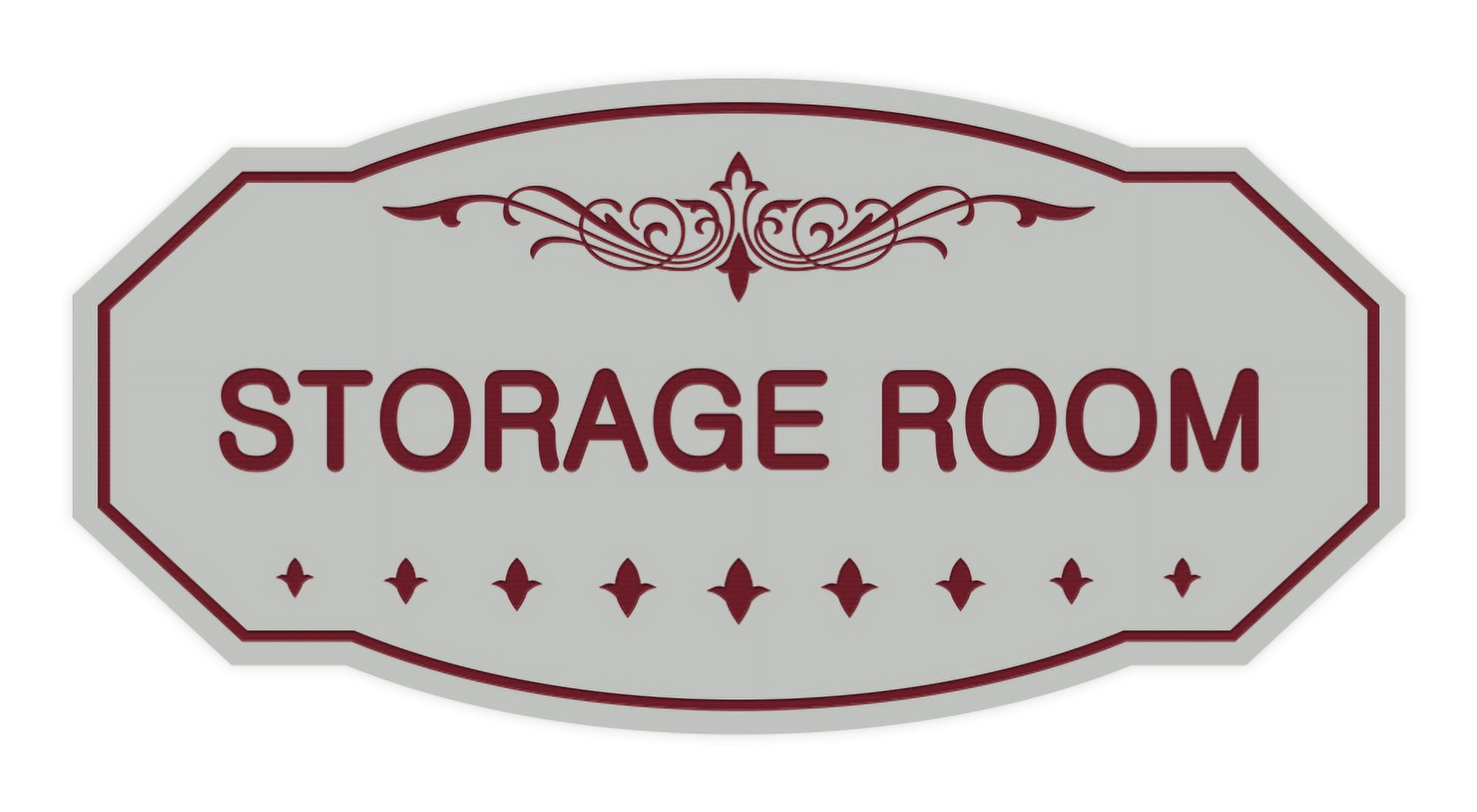 Victorian Storage Room Sign (Light Grey / Burgundy) - Medium 4" X 8 ...