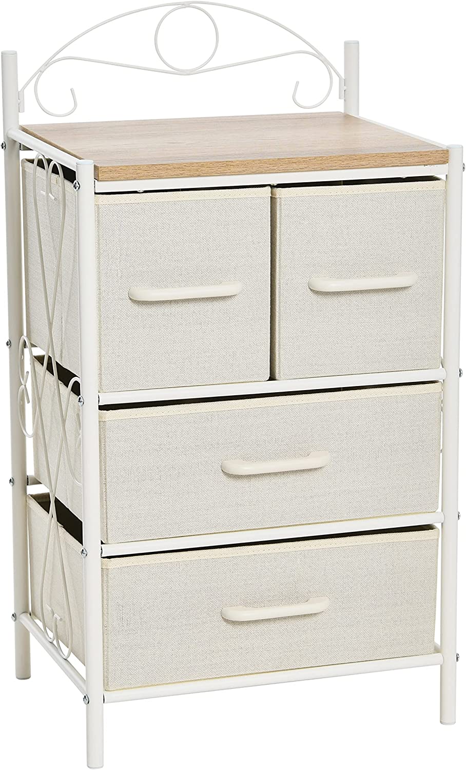 Victorian Style 4-Drawer Storage Organizer Unit, White and Beige ...