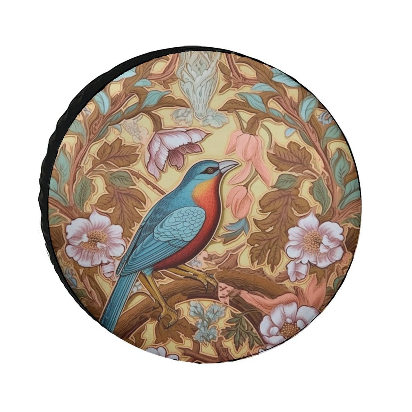 Victorian Style Birds And Flowers Camper Spare Tire Cover Beige Pattern ...