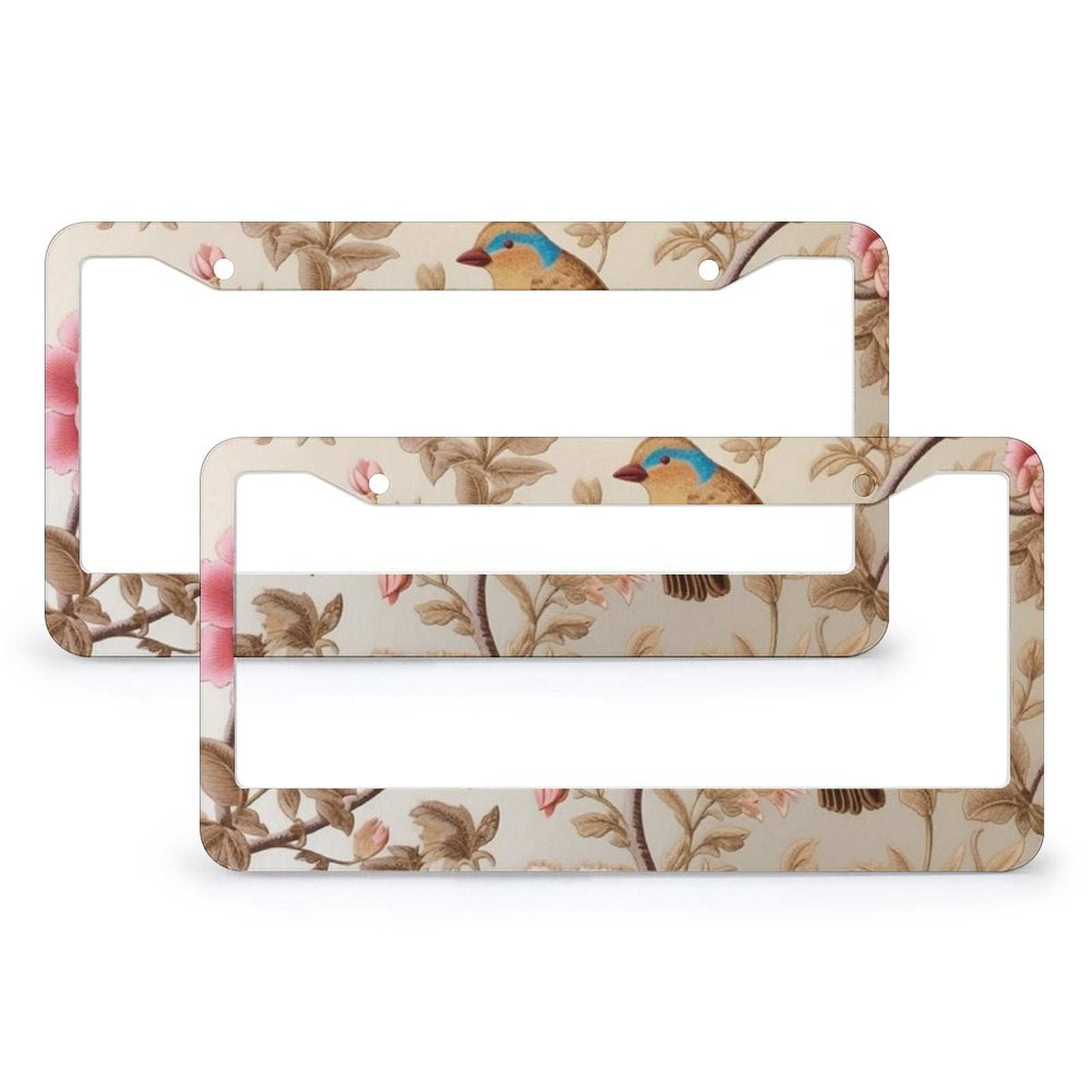 Victorian Style Birds And Flowers License Plate Frames 2 Pieces Vintage ...