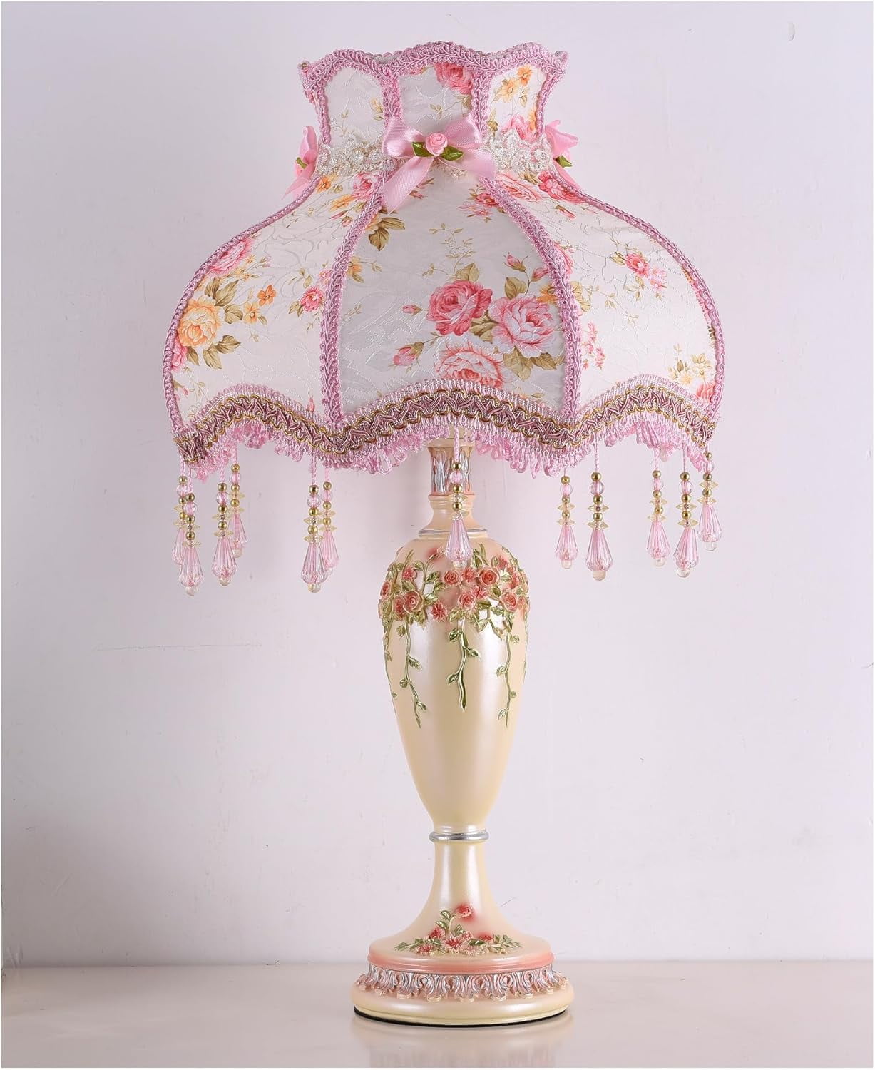 Victorian Style Table Lamp Pink Lamp Handmade Lace Fabric Lampshade ...