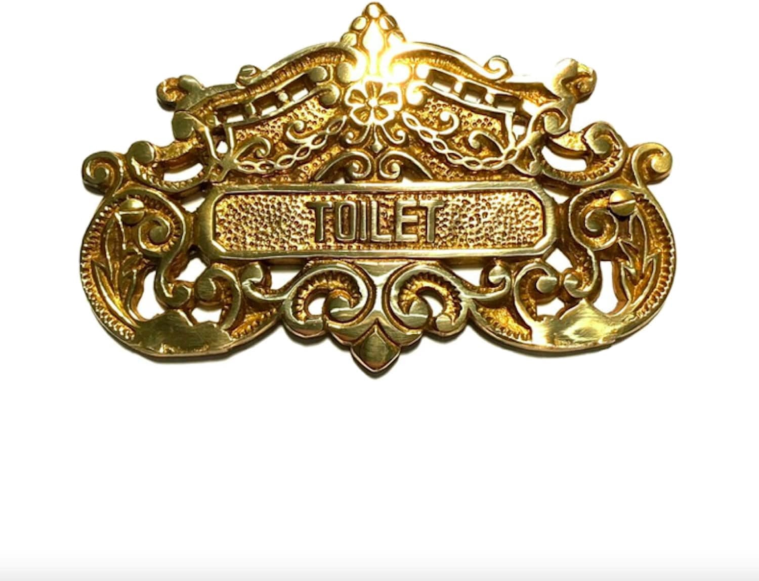 Victorian Style Toilet Door Sign in Polished Brass - Walmart.com