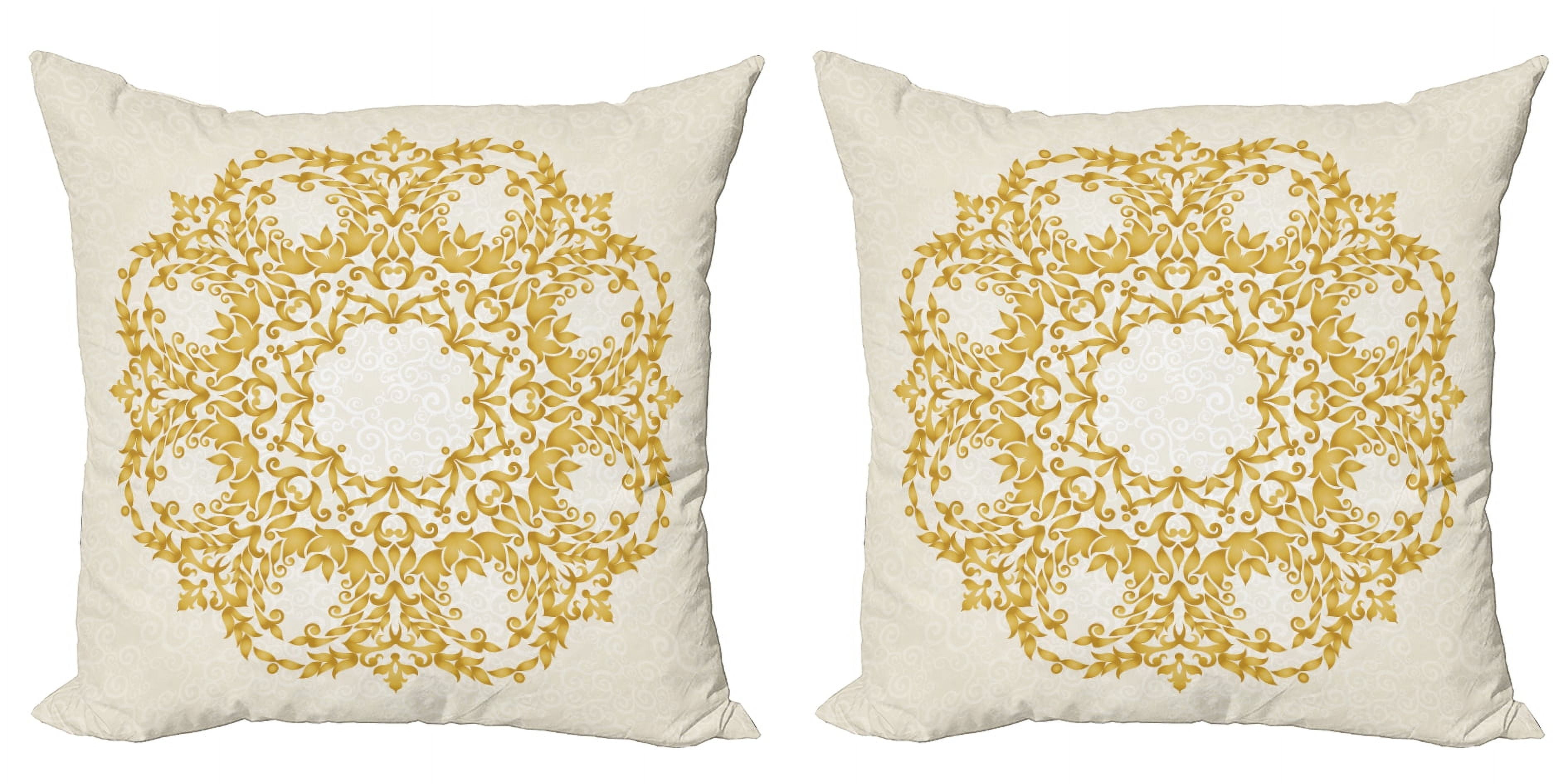 Ambesonne Victorian Throw Pillow Cover 2 Pack, Floral Baroque Round, 24 ...