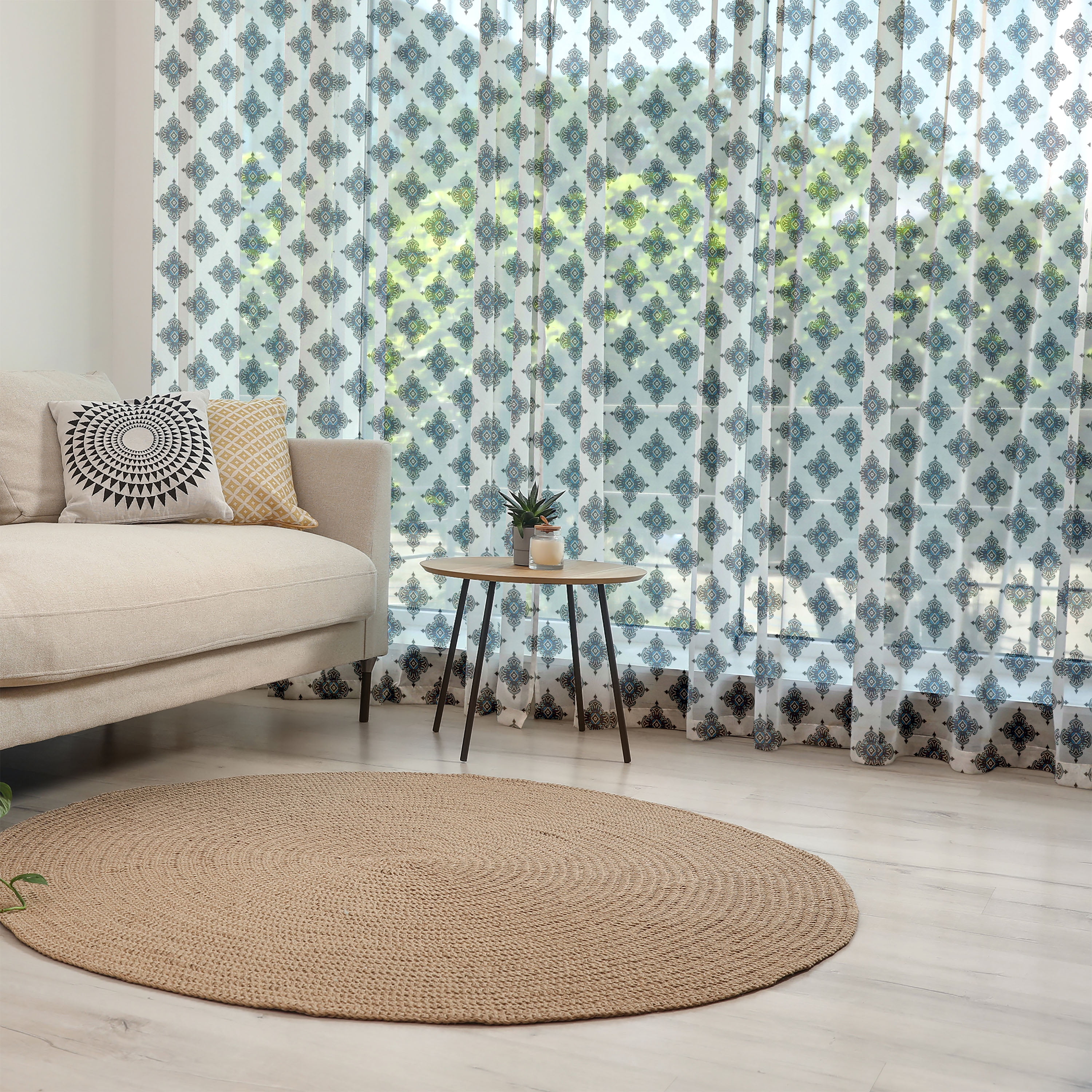 Victorian Tulle Curtains with Rod Pocket, Damask Motifs with Royal ...