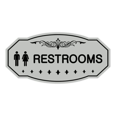 Designer Restroom Sign - Black / Silver - Medium - Walmart.com