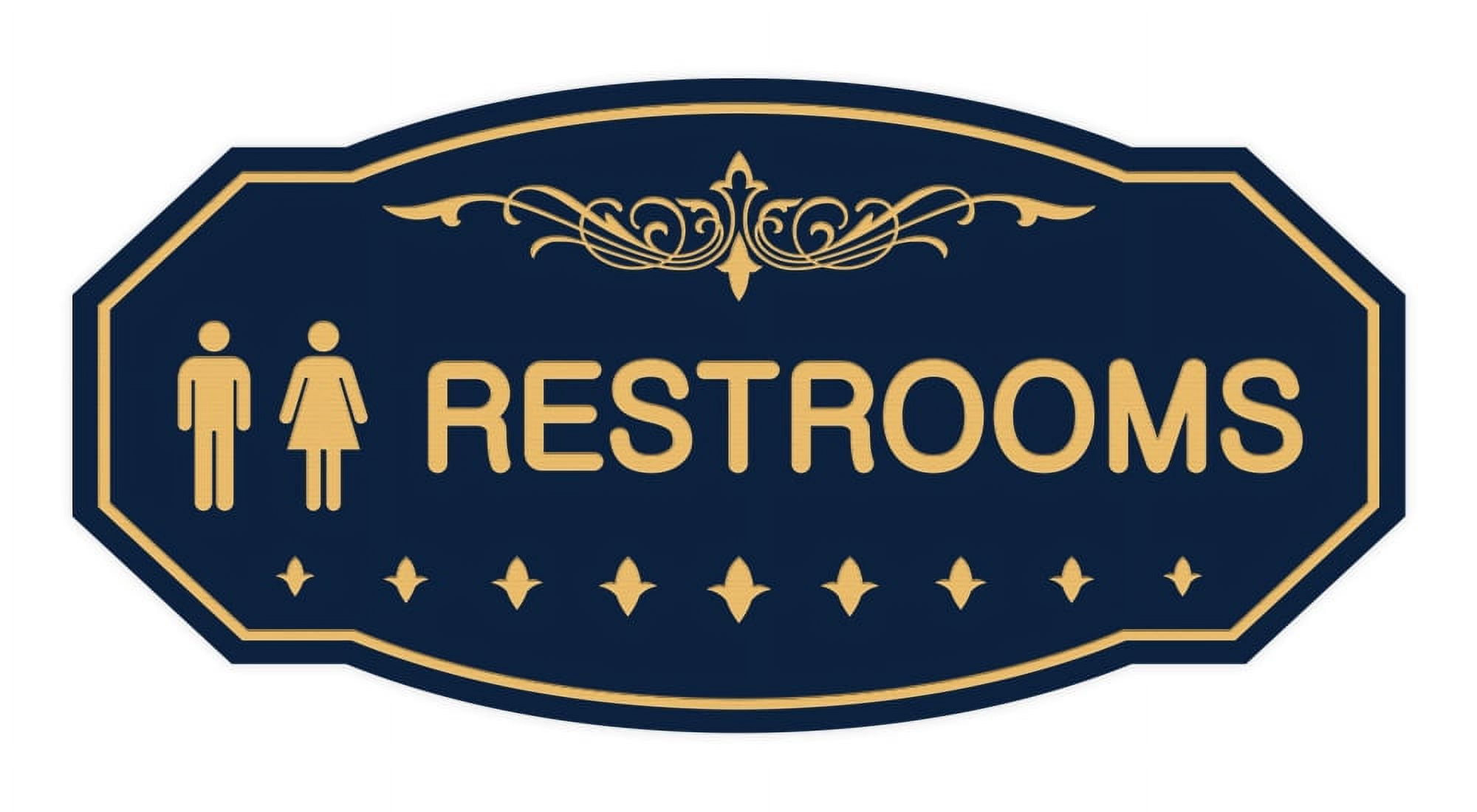Victorian Unisex Restroom Sign (Navy Blue/Gold) - Small 3" X 6 ...