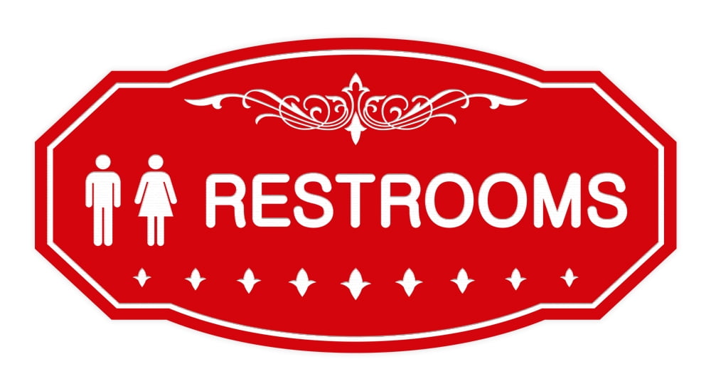Victorian Unisex Restroom Sign (Red) - Medium 4" X 8" - Walmart.com