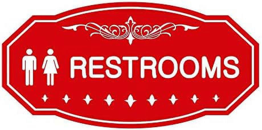 victorian unisex restroom sign (red) - medium - Walmart.com