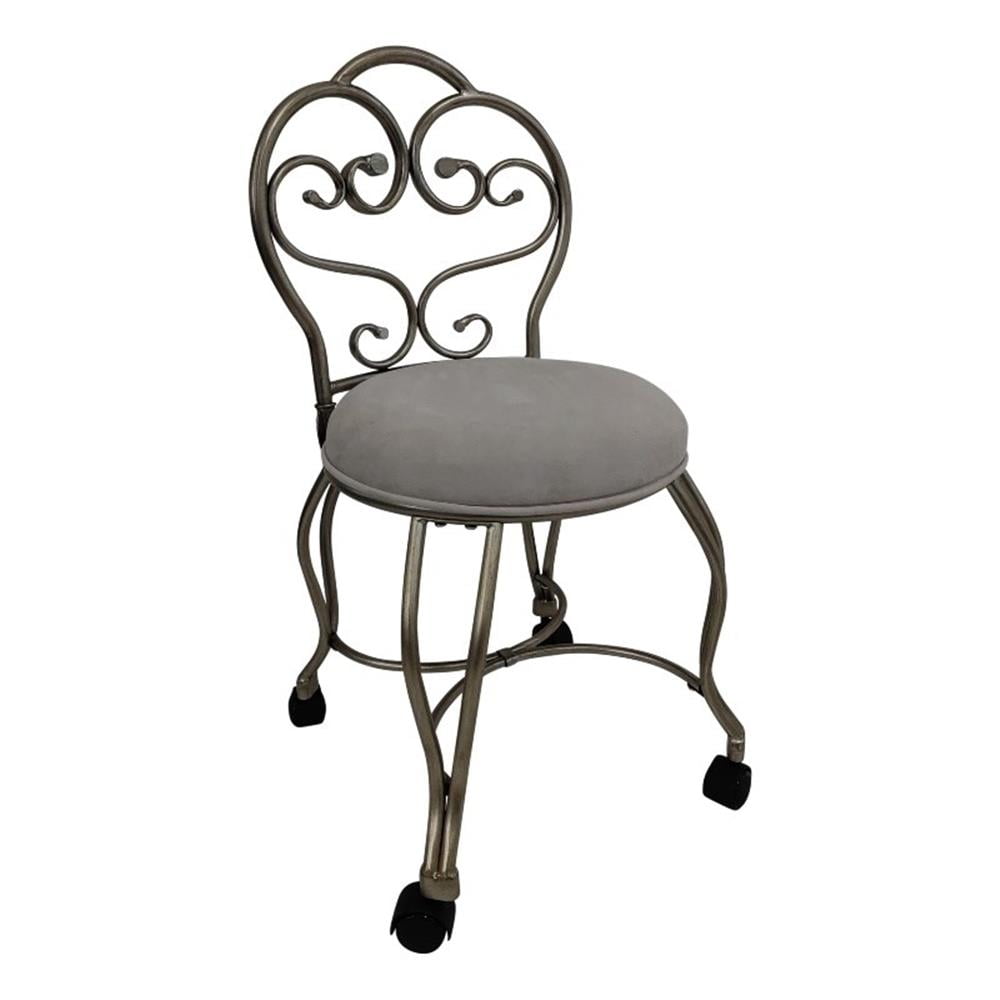 Victorian Vanity Stool with Back - Silver - Walmart.com