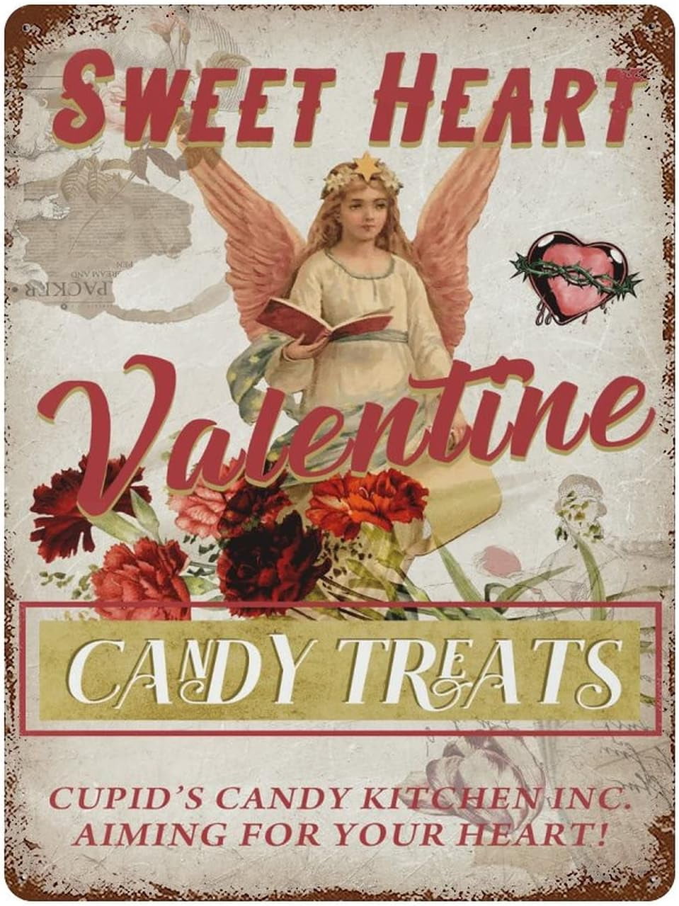 Victorian Vintage Style Cupids Heart Valentines Day Tin Signs Valentine ...