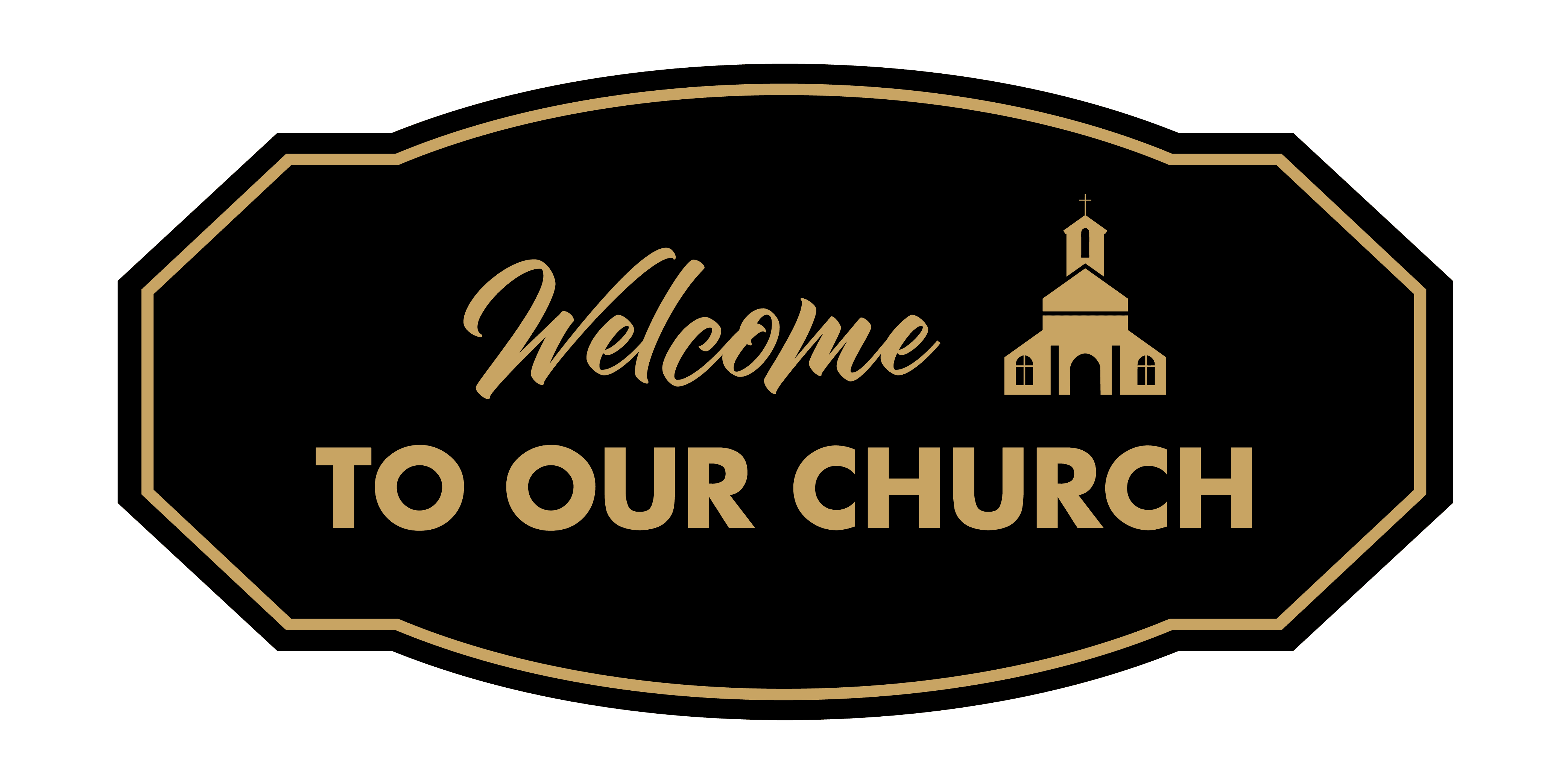 Victorian Welcome to Our Church Sign (Black Gold) - Large - Walmart.com
