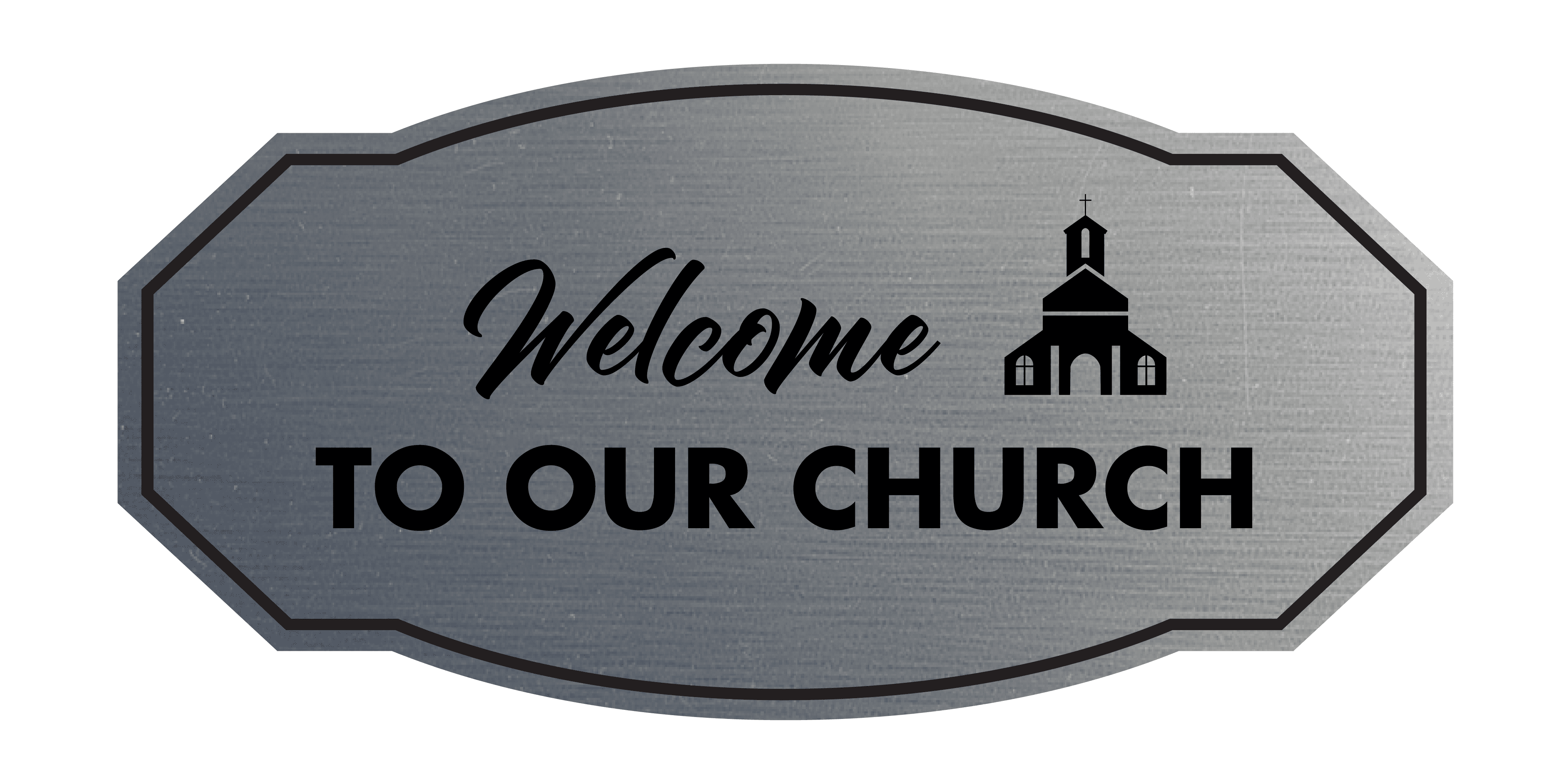 Victorian Welcome to Our Church Sign (Brushed Silver) - Small - Walmart.com