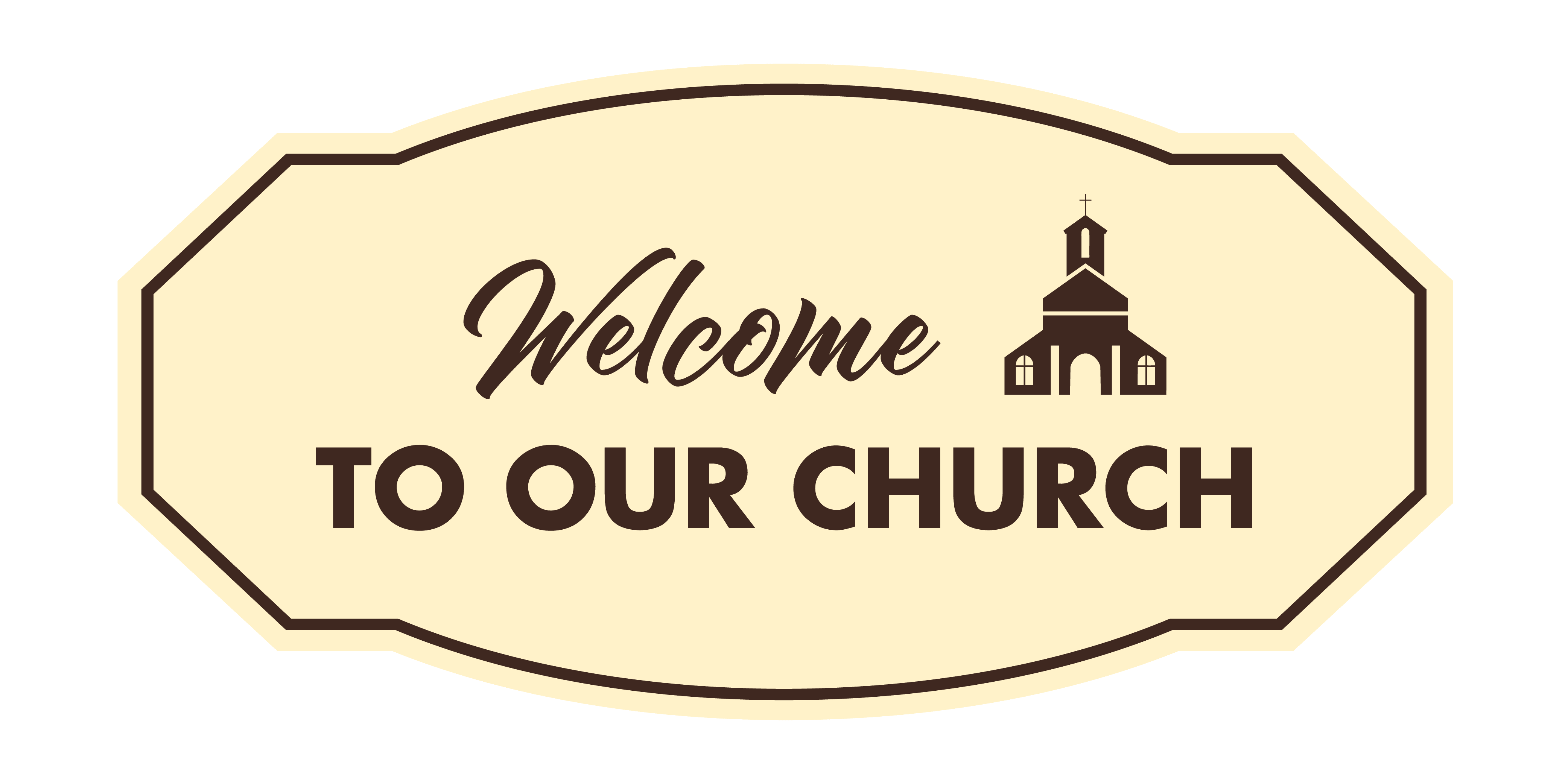 Victorian Welcome to Our Church Sign (Ivory/Dark Brown) - Medium ...
