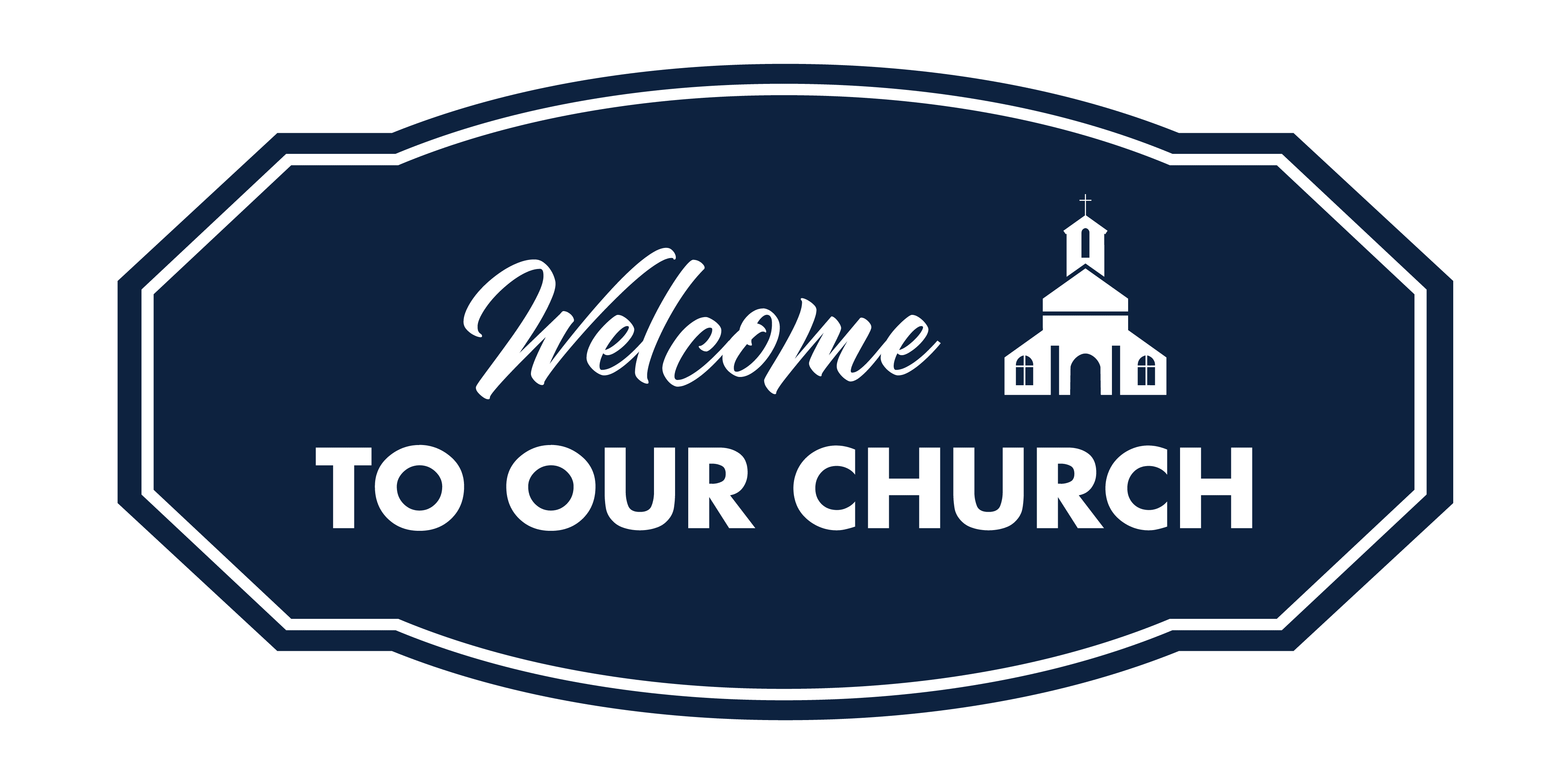 Victorian Welcome to Our Church Sign (Navy Blue / White) - Medium ...
