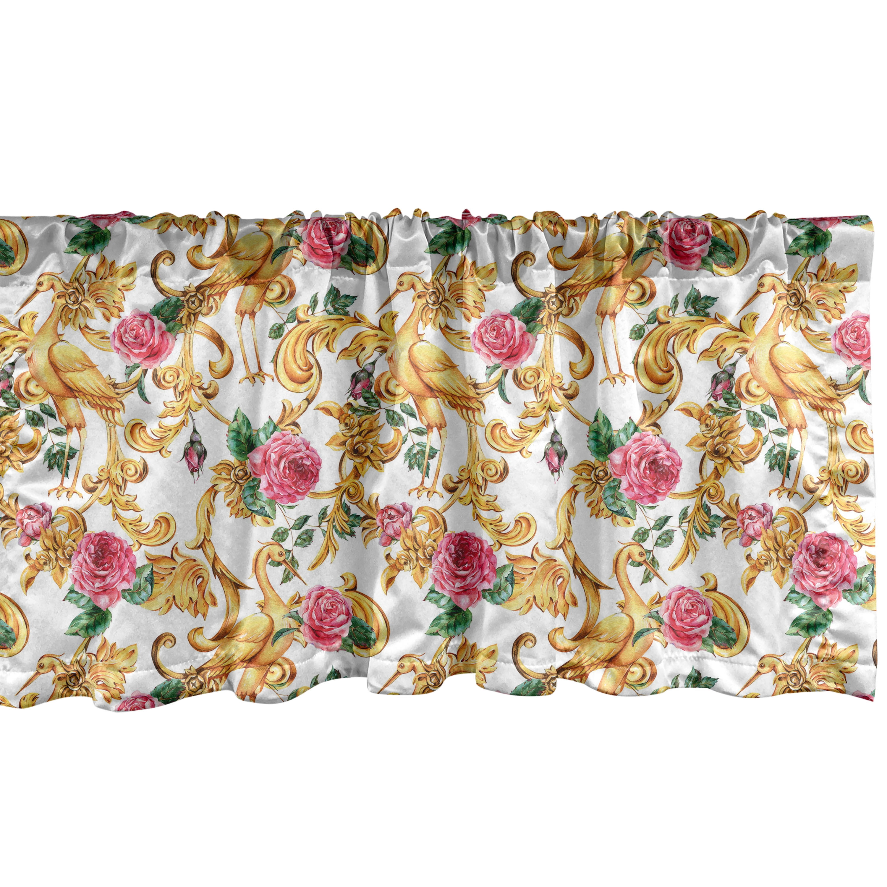 Victorian Window Valance, Vintage Royal Vibes Crane Birds With ...