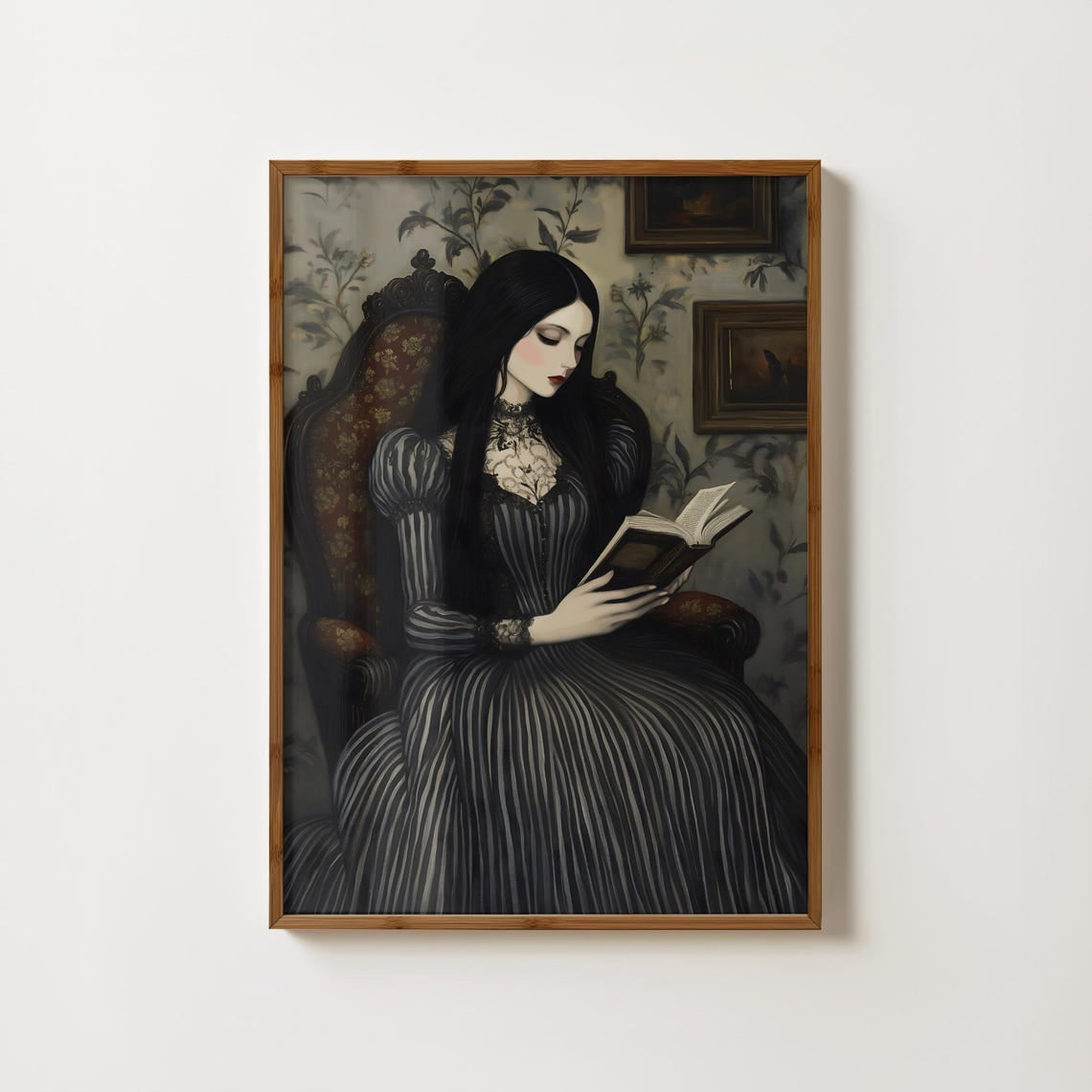 Victorian Woman Reading Print Moody Book Print Bookish Wall Art Dark ...