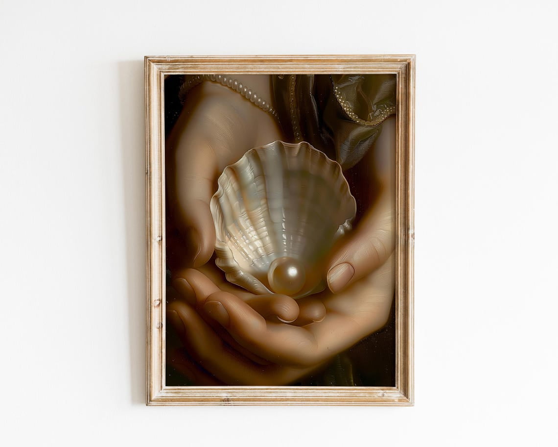 Victorian Woman With Shell, Baroque Wall Art, Dark Academia Decor ...