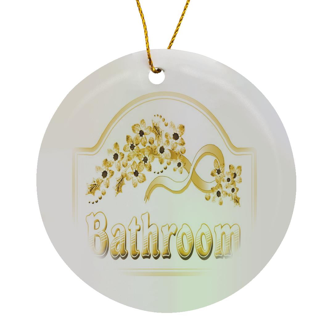 3drose, Victorian Yellow Gold Bathroom Sign, Circle Porcelain Ornament ...