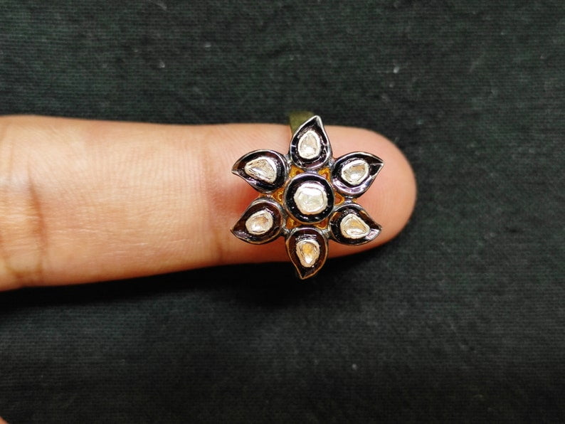 Victorian polki diamond beautiful floral design ring Diamond statement ...