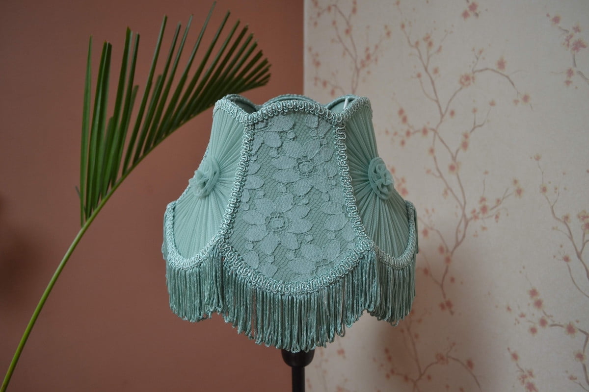 BespokeByNikita Victorian Scallop Turquoise Fringe Lamp Shade - Walmart.com