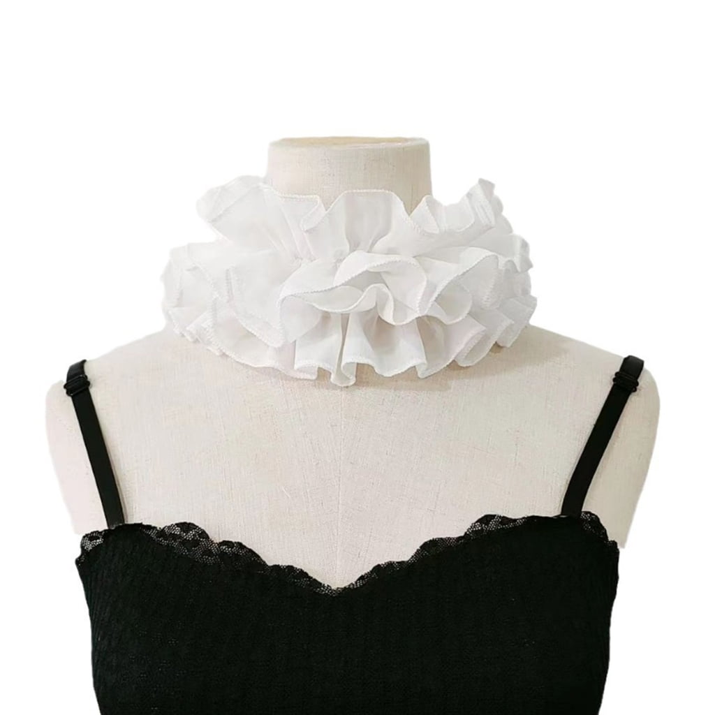 Victorians Costume Vintage Ruffled Neck Ruff False Collar Chiffon Wrist ...