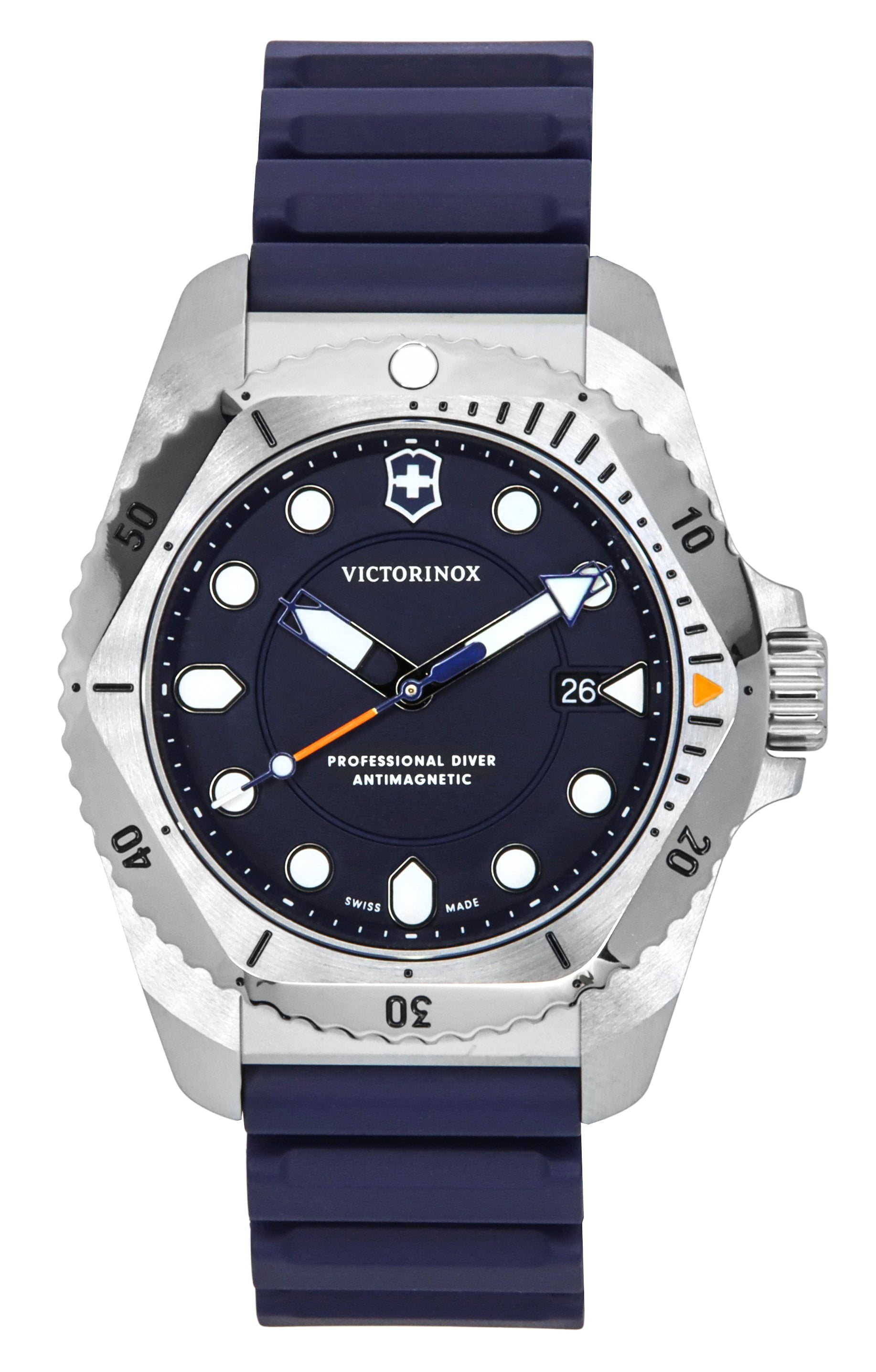 Victorinox Dive Pro Rubber Strap Blue Dial Quartz Diver's 241991 300M ...