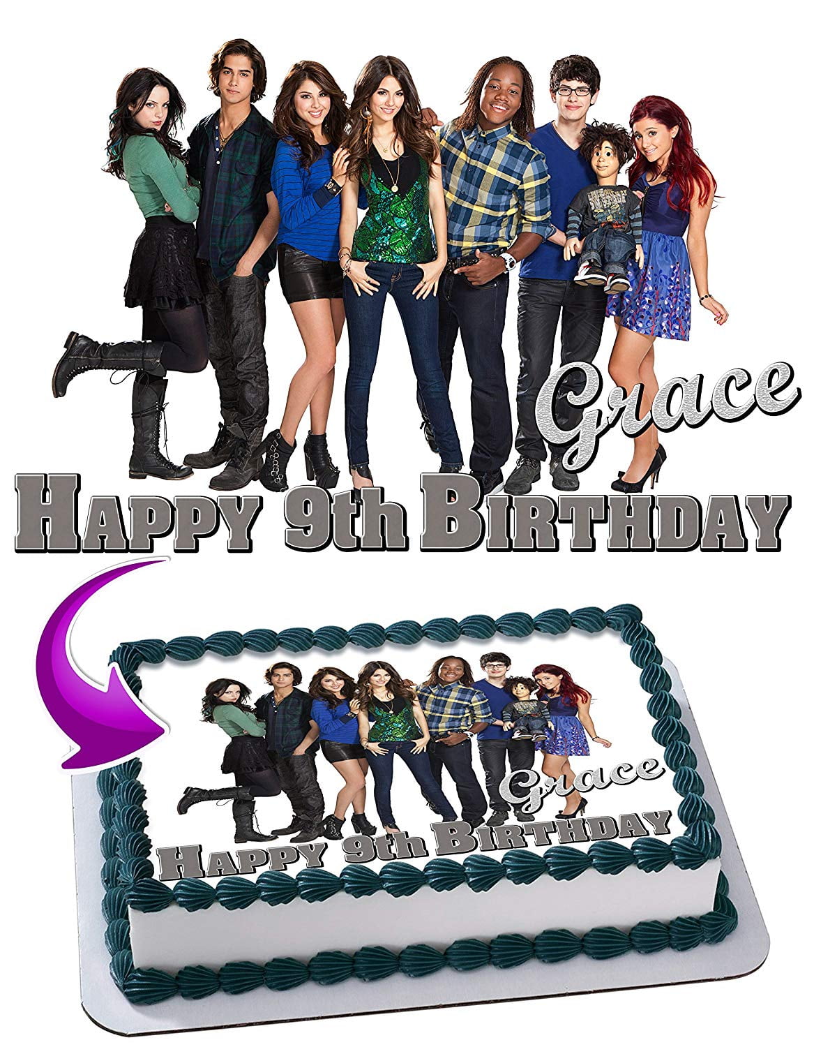 Victorious Edible Cake Image Topper Personalized Picture 1/4 Sheet (8 ...