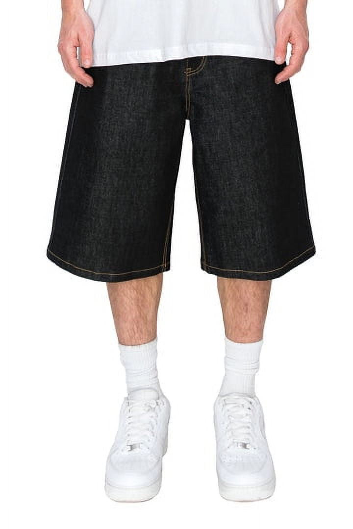 Victorious Men's Baggy Fit Raw Denim Shorts DS2098 - Black - 32 ...