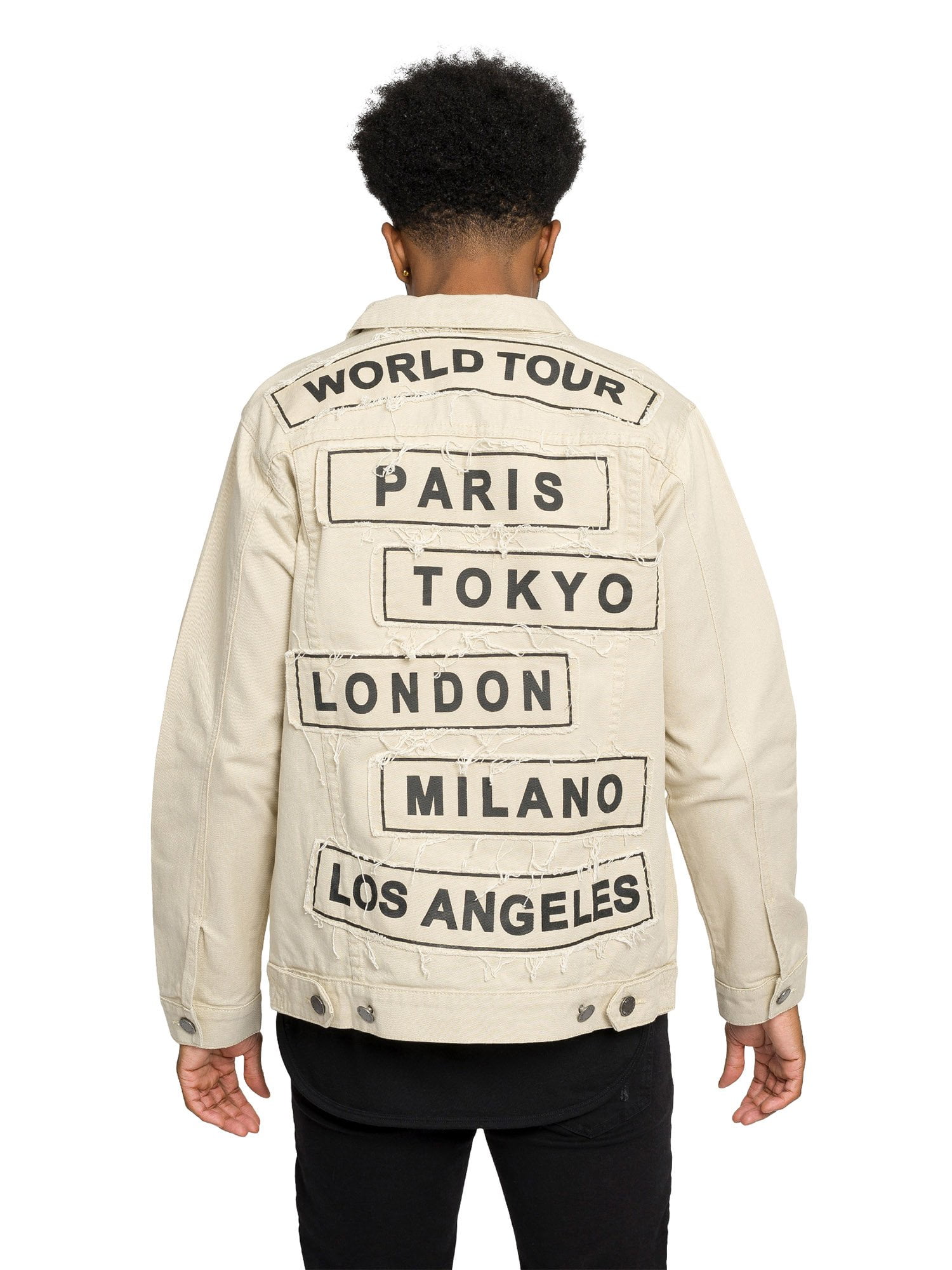 Victorious Men's Colored City Patch World Tour Denim Jean Jacket DK192 ...