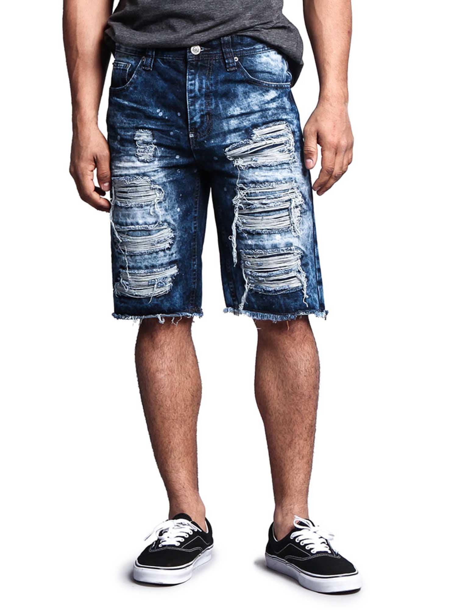 Victorious Men's Distressed Splattered Color Denim Shorts DS441 ...