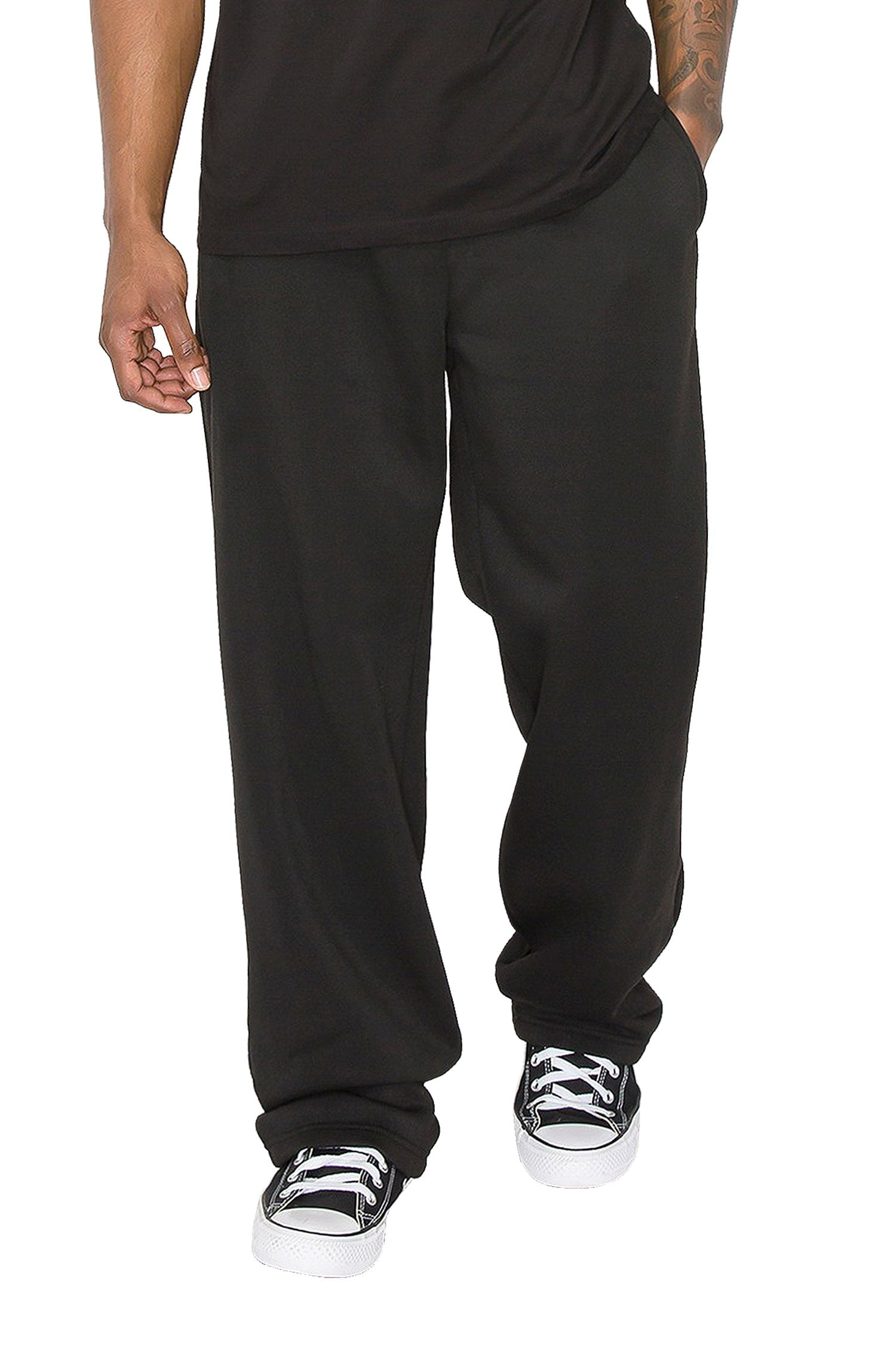 Victorious Men's Essential Heavyweight Baggy Fleece Sweatpants, Black ...