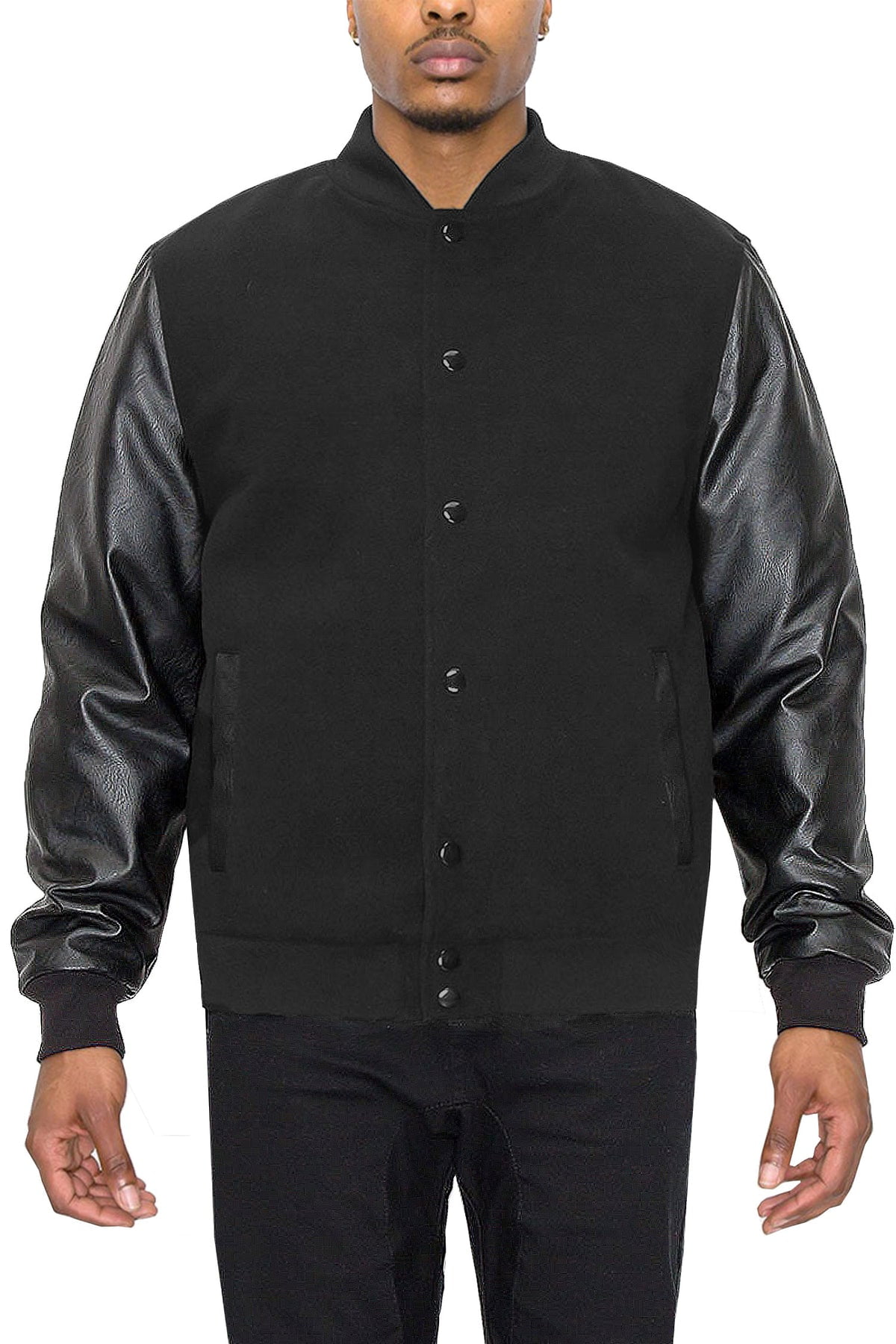 Victorious Men's Essential Melton Varsity Jacket Black/Black JK5073 ...