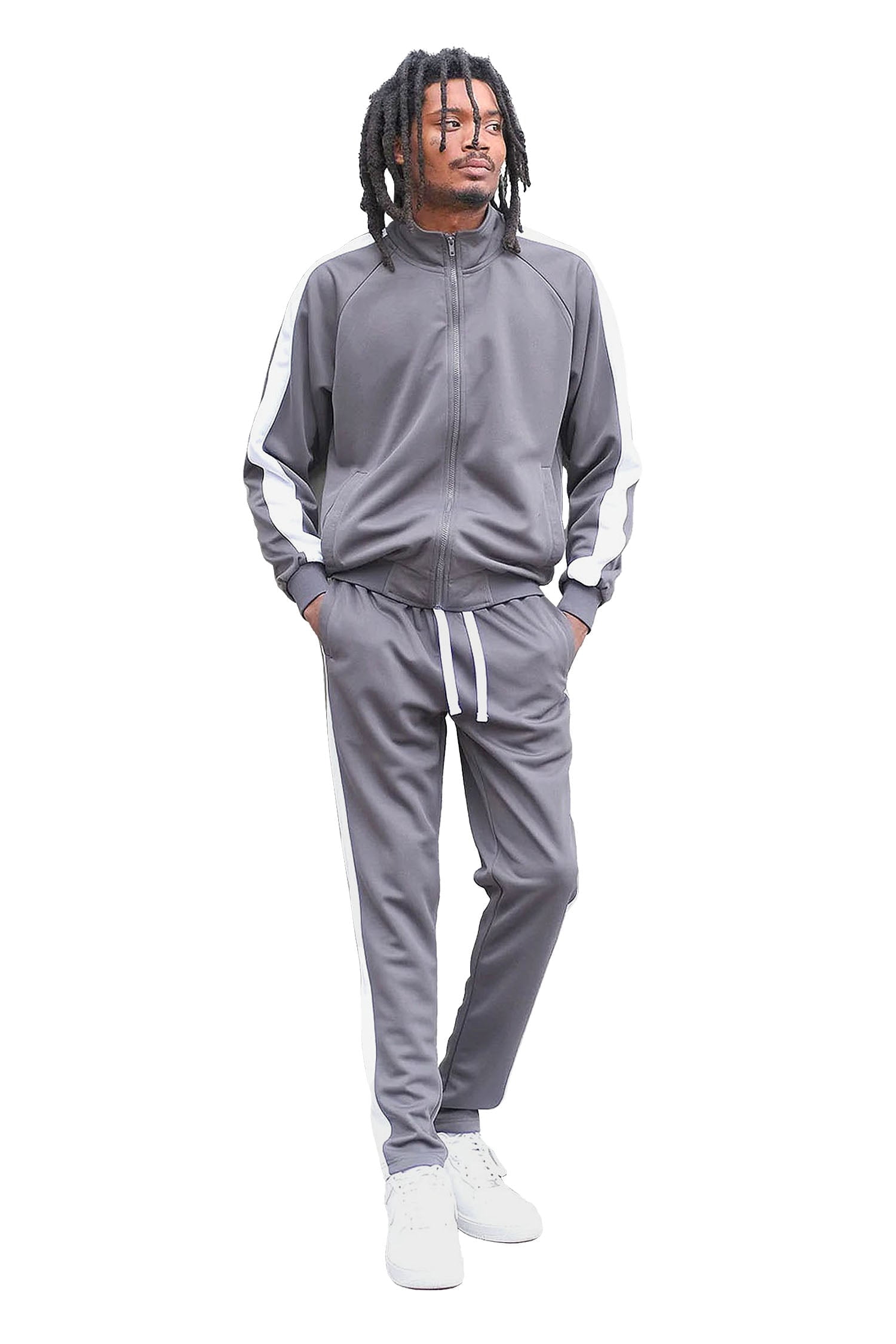 Victorious Men's Essential Side Stripe Tracksuit Charcoal Large ...