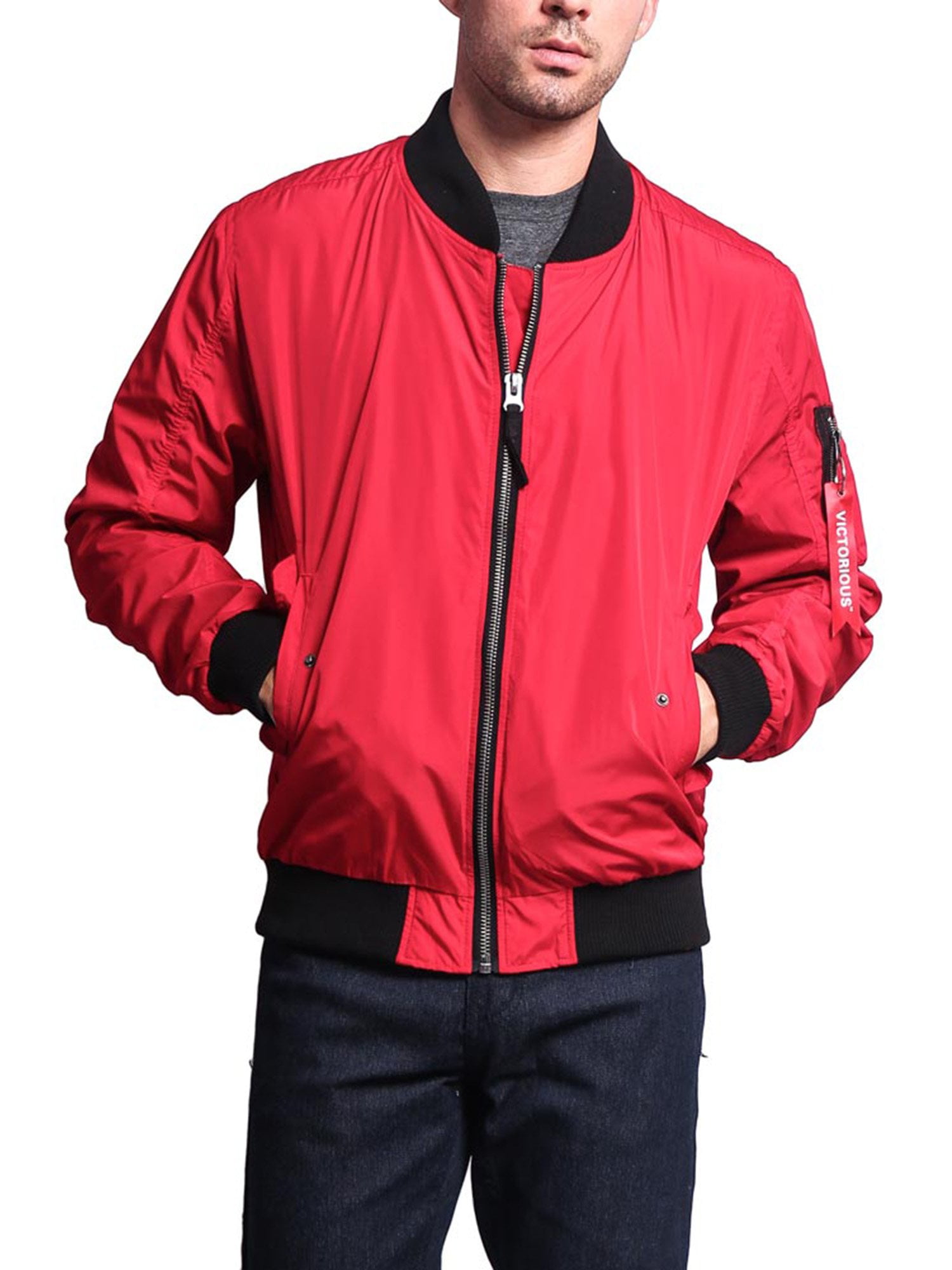 Victorious Men's Lightweight Contrast MA-1 Bomber Flight Jacket JK752 ...